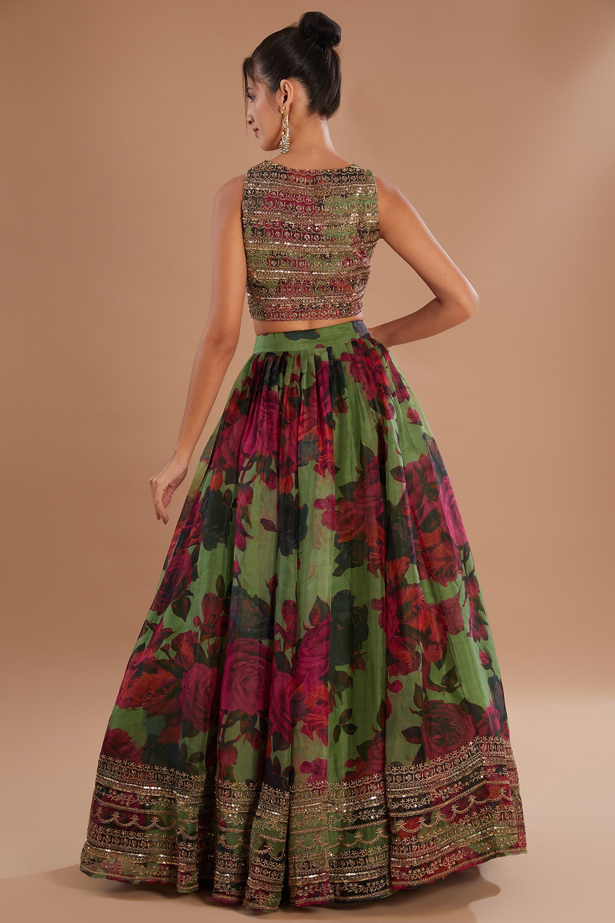 Mehendi Organza Floral Wedding Lehenga Set by Astha Narang at Pernia's ...