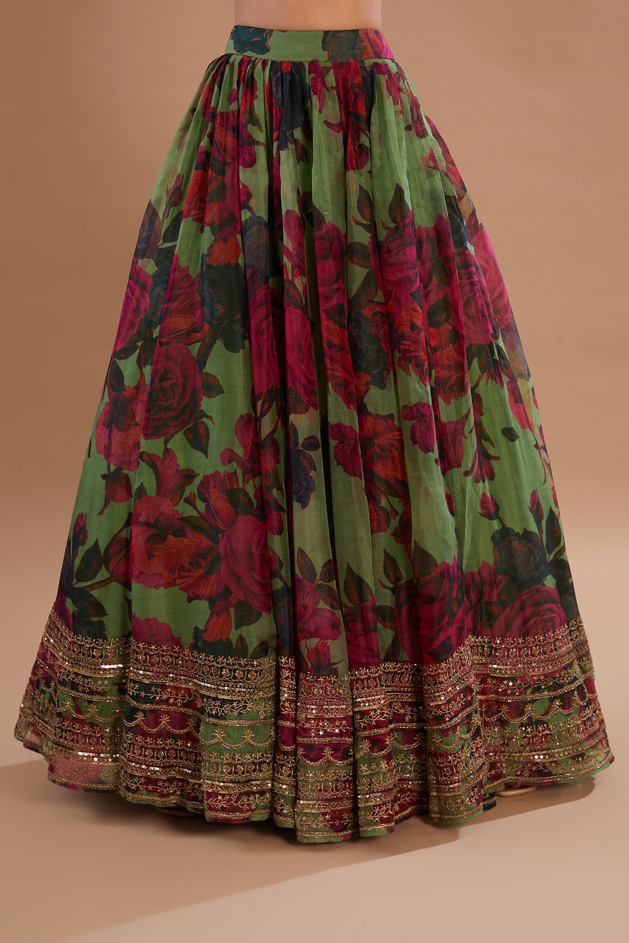 Mehendi Organza Floral Wedding Lehenga Set by Astha Narang at Pernia's ...