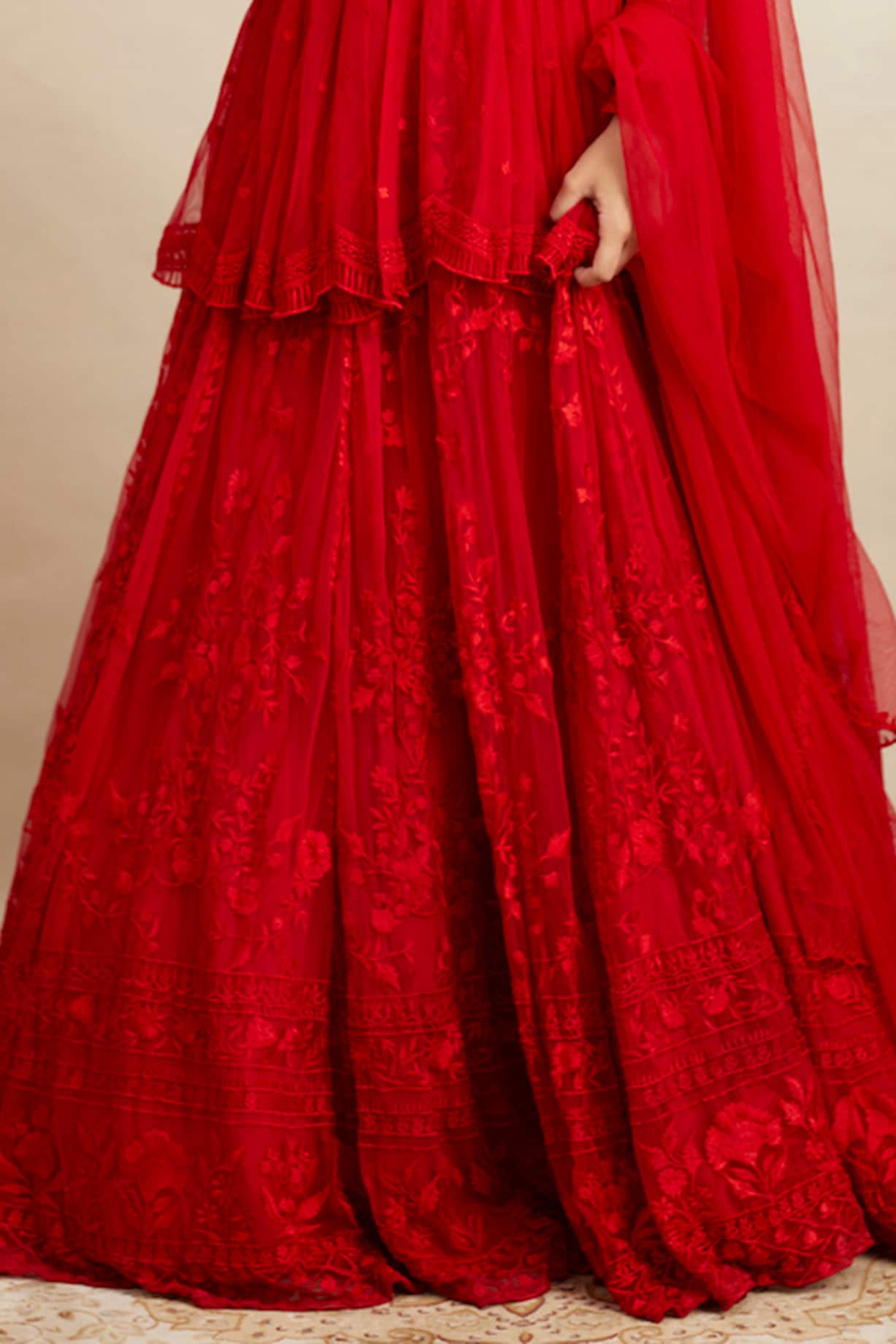 Red Net Sharara Set by Astha Narang at Pernia's Pop Up Shop 2026