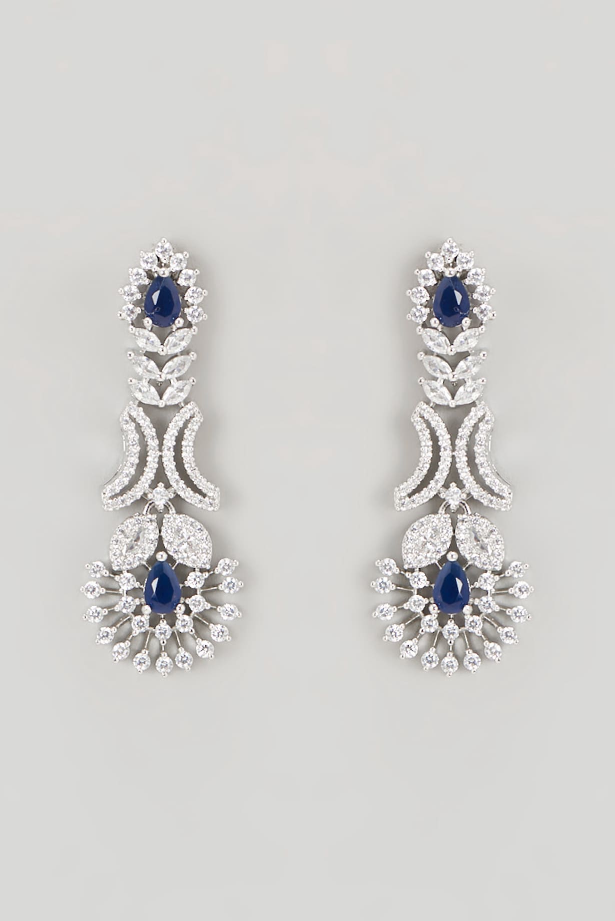 White Finish Faux Diamond & Blue Stone Necklace Set by Aster at Pernia ...