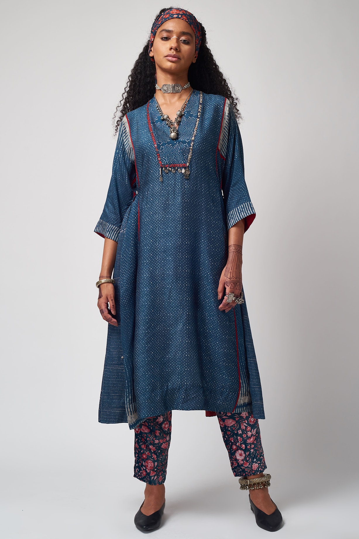 Neel Blue Printed Paneled Tunic Set by ASEEM KAPOOR at Pernia's Pop Up ...