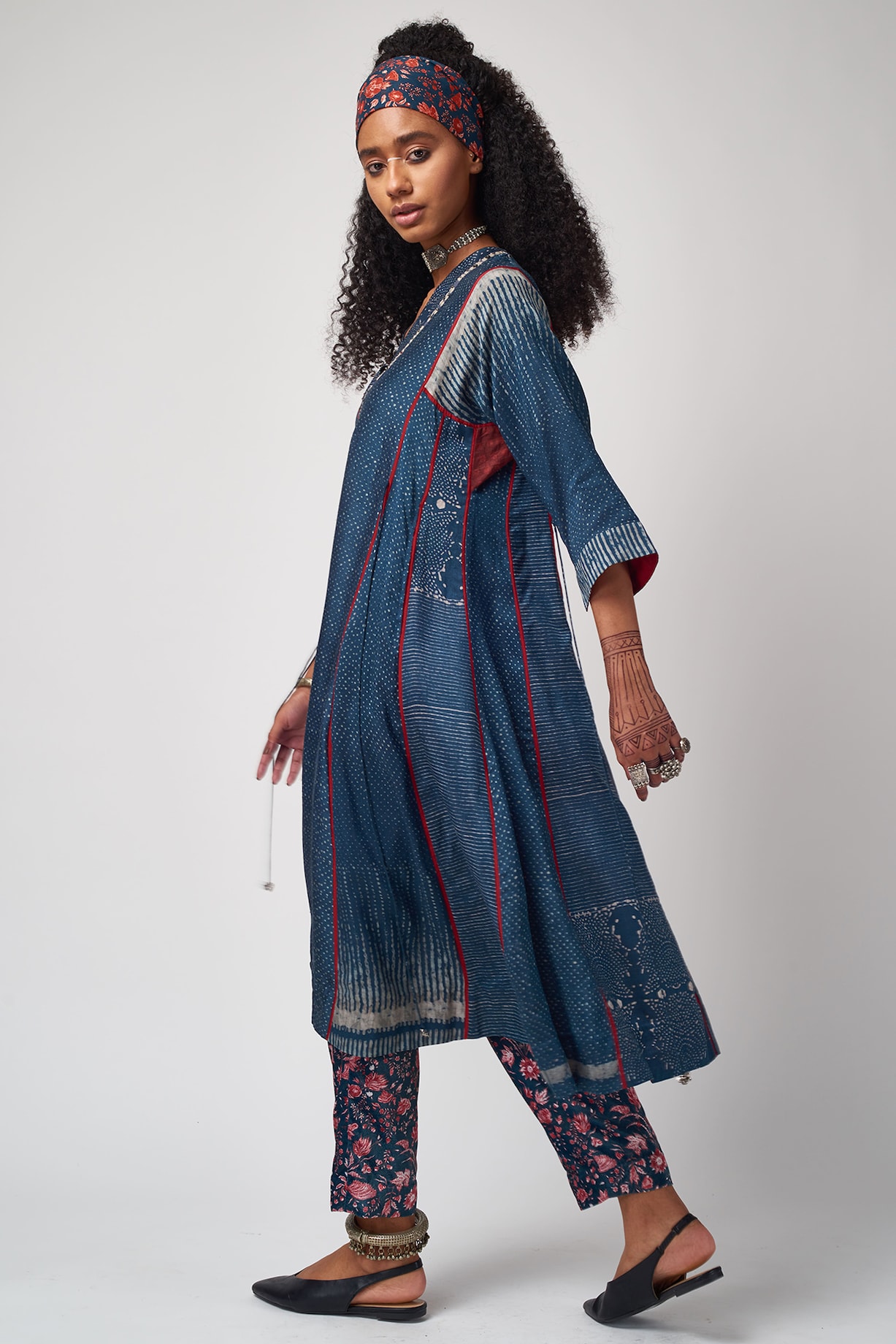 Neel Blue Printed Paneled Tunic Set by ASEEM KAPOOR at Pernia's Pop Up ...