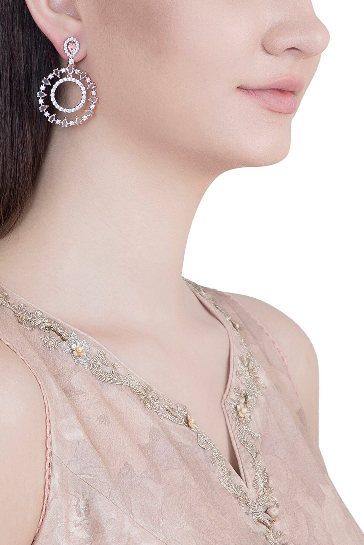 Rose Gold Plated Faux Rose Cut Diamond Earrings by Aster at Pernia's ...