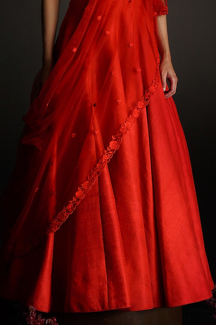 Red Raw Silk Lehenga Set Design by Ahanthem by Reena at Pernia's Pop Up ...