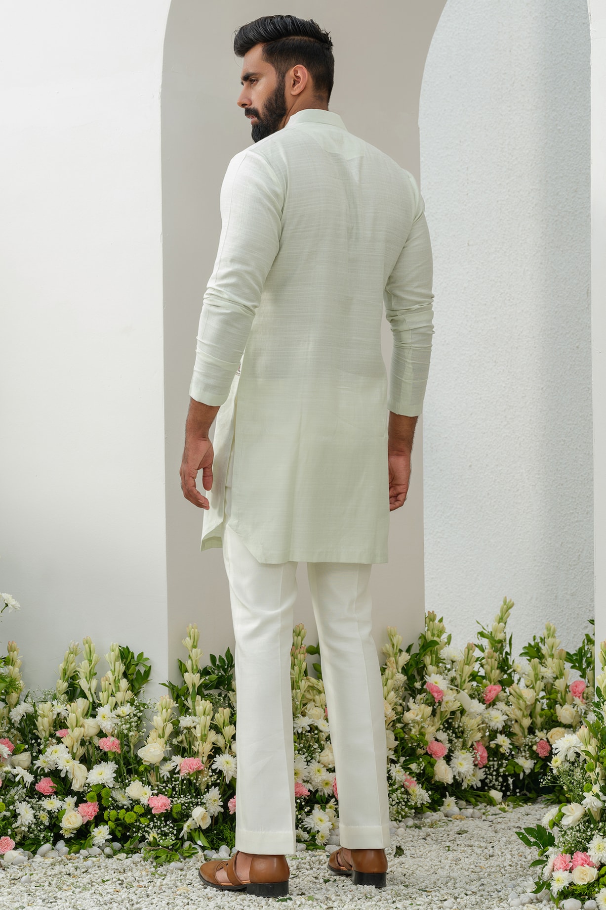 Buy Amrit Dawani Mint Green Cotton Blend Hand Painted Kurta Set at ...