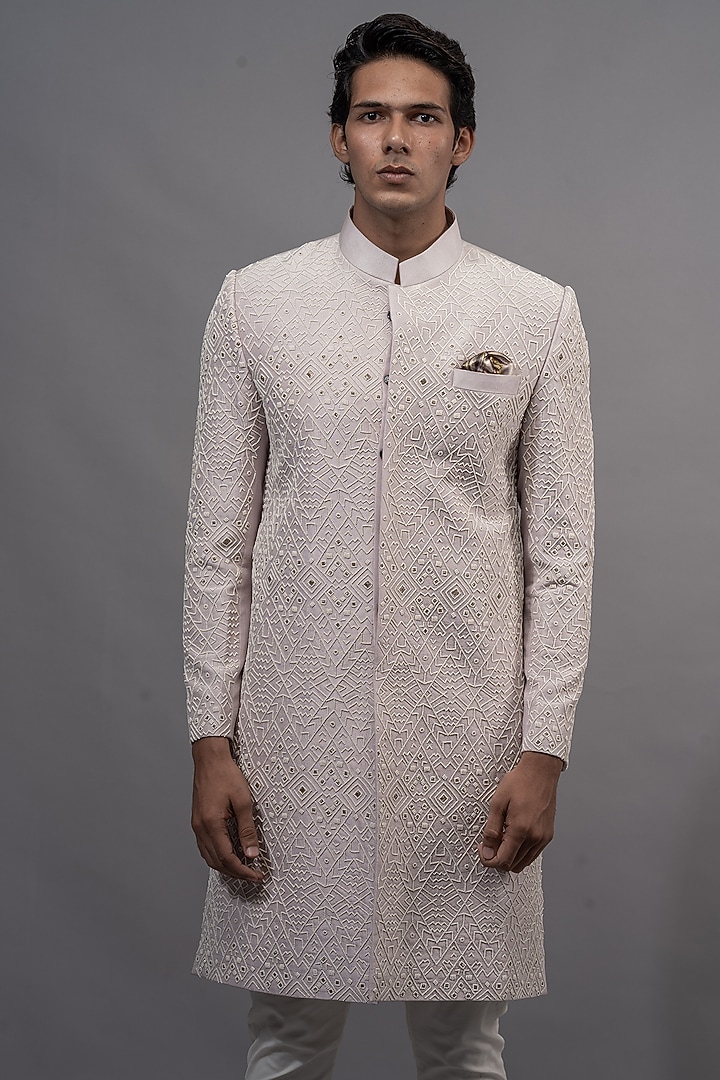 Buy Amrit Dawani Ivory Bead Embellished Sherwani Set at Pernia ...