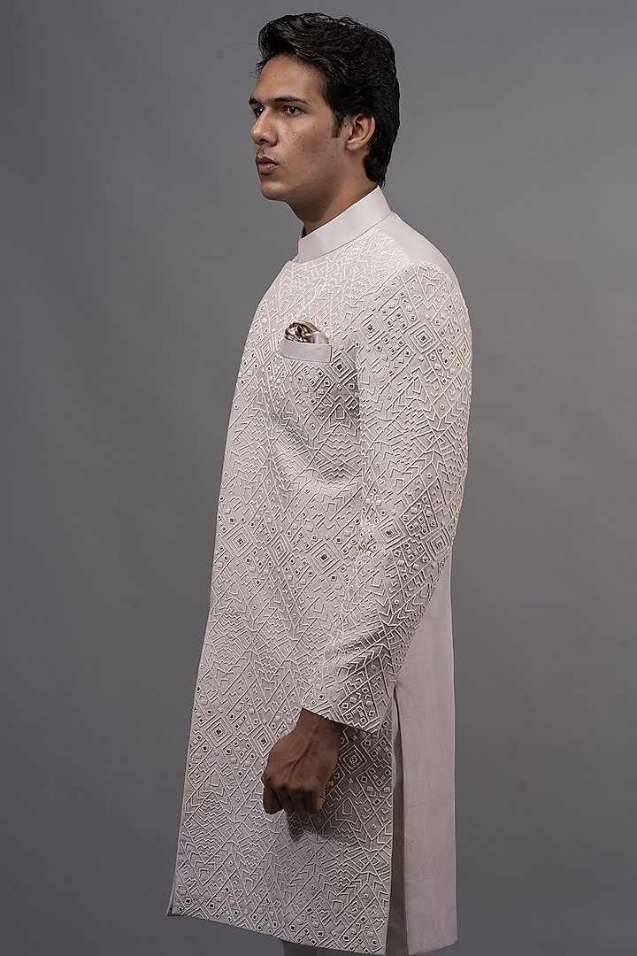 Buy Amrit Dawani Ivory Bead Embellished Sherwani Set at Pernia ...
