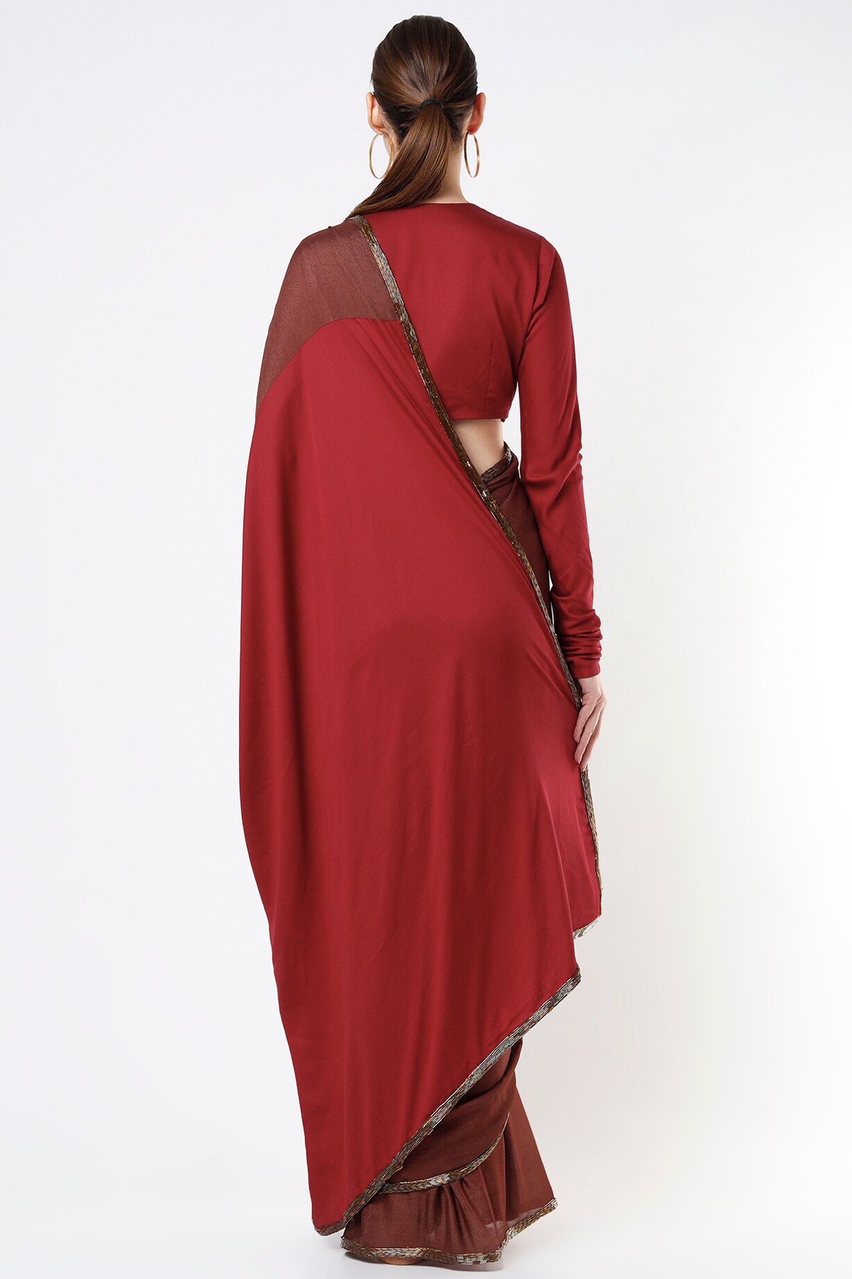 Brown Embroidered Saree Set by Architha Narayanam at Pernia's Pop Up ...