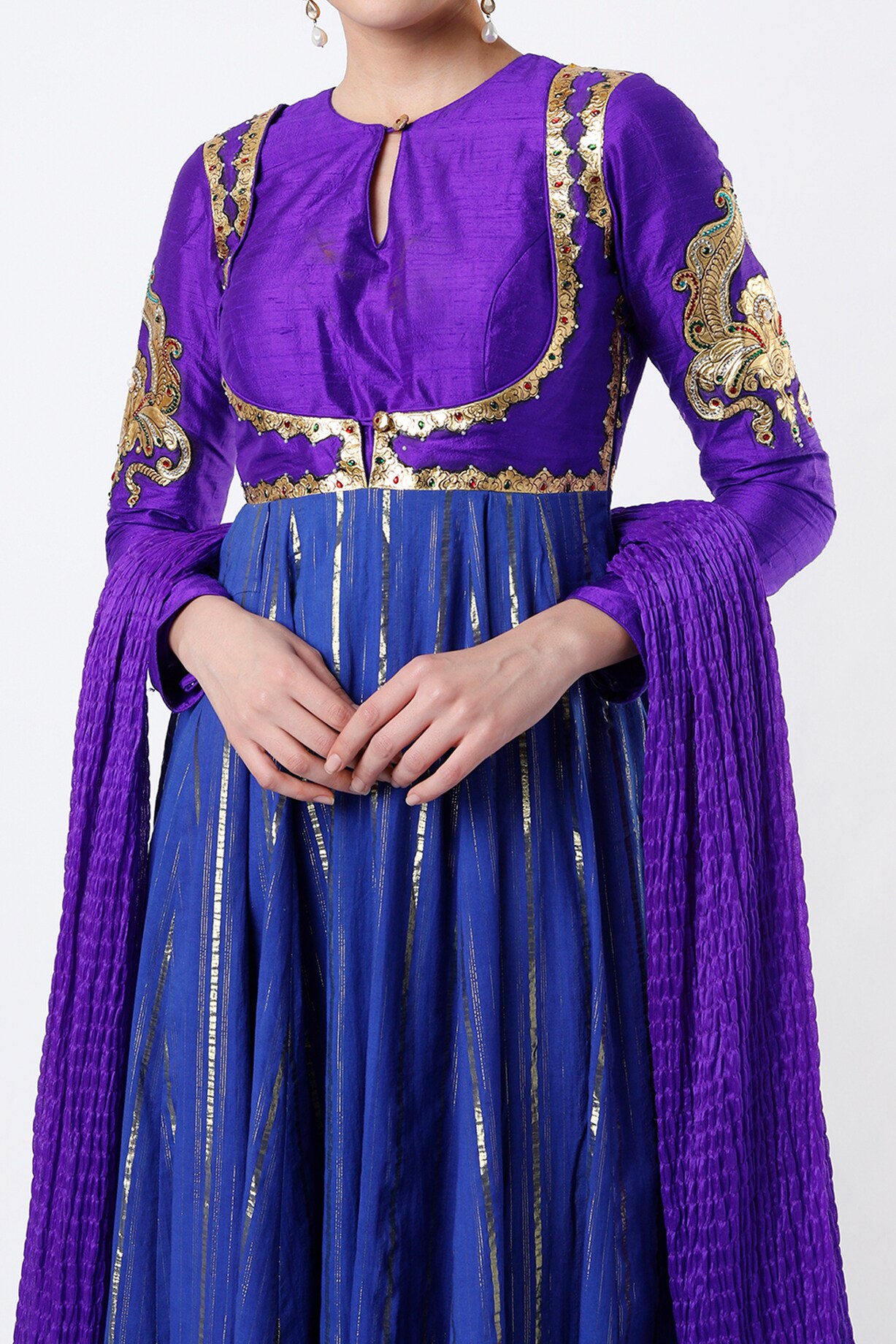 Violet & Blue Cotton Anarkali Set by Architha Narayanam at Pernia's Pop ...