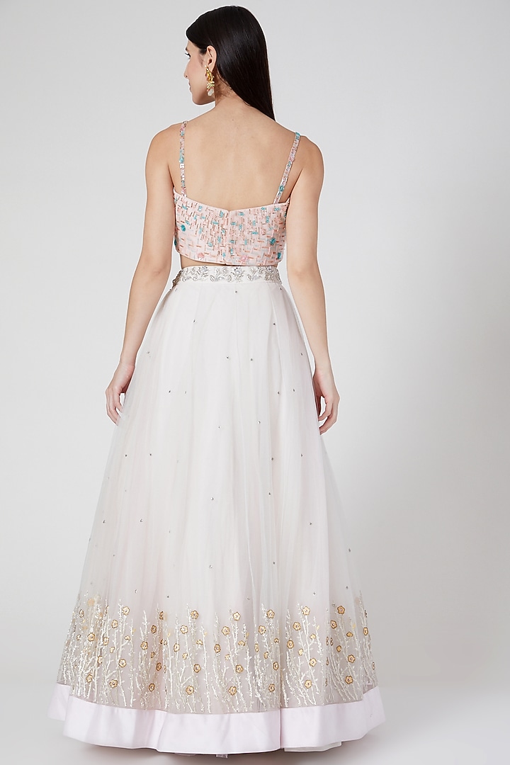 Peach Pink Embroidered Wedding Lehenga Set by Architha Narayanam at ...