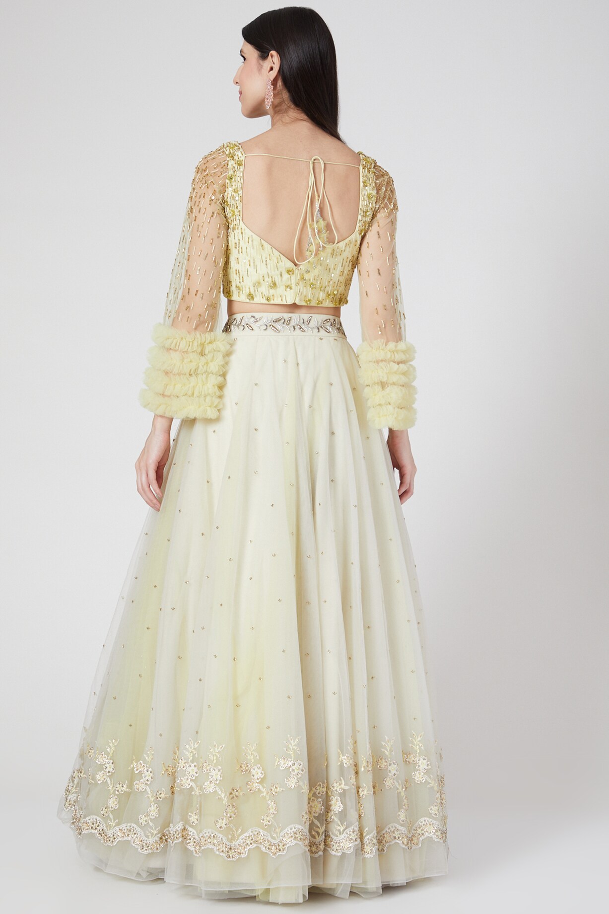 Light Yellow Embroidered Wedding Lehenga Set by Architha Narayanam at ...