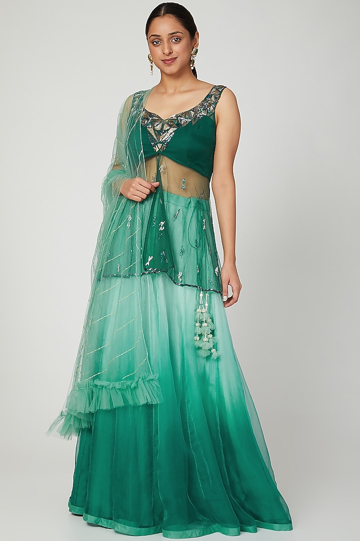Mint Green Embroidered Wedding Lehenga Set by Architha Narayanam at ...