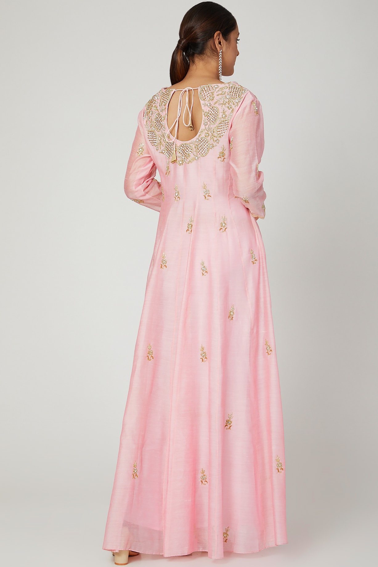 Blush Pink Embroidered Gown With Dupatta by Architha Narayanam at ...