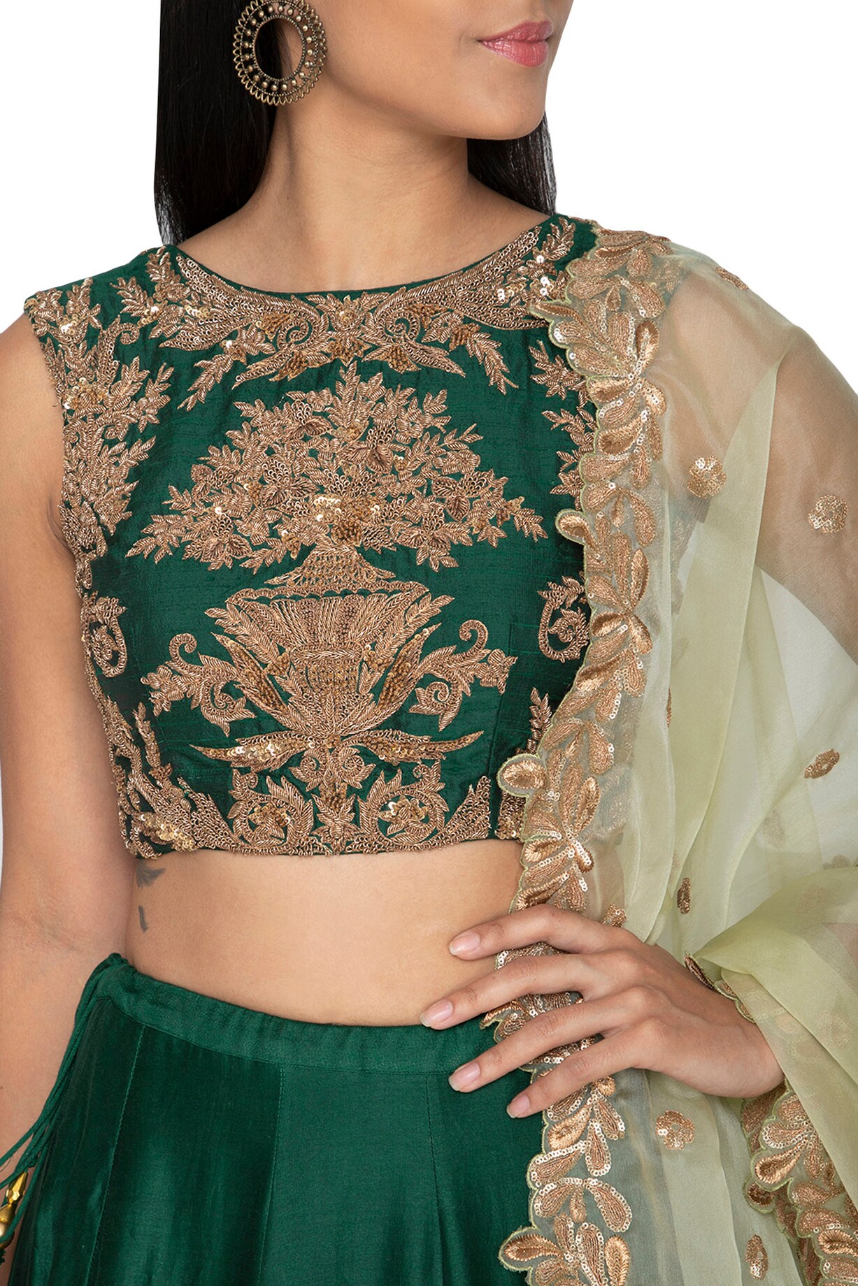 Bottle Green Embroidered Lehenga Set by Architha Narayanam at Pernia's ...