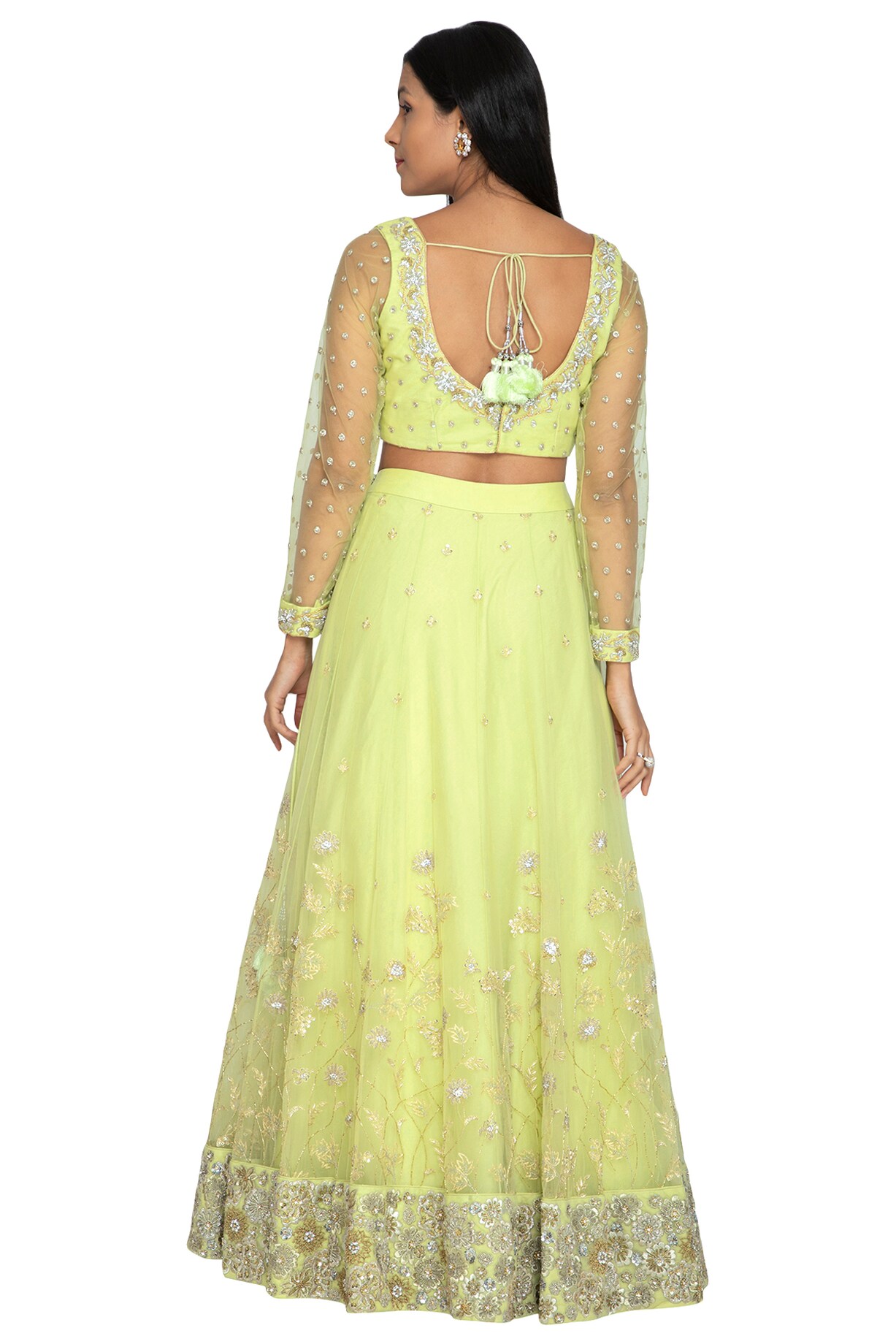 Lime Green Embroidered Lehenga Set by Architha Narayanam at Pernia's ...
