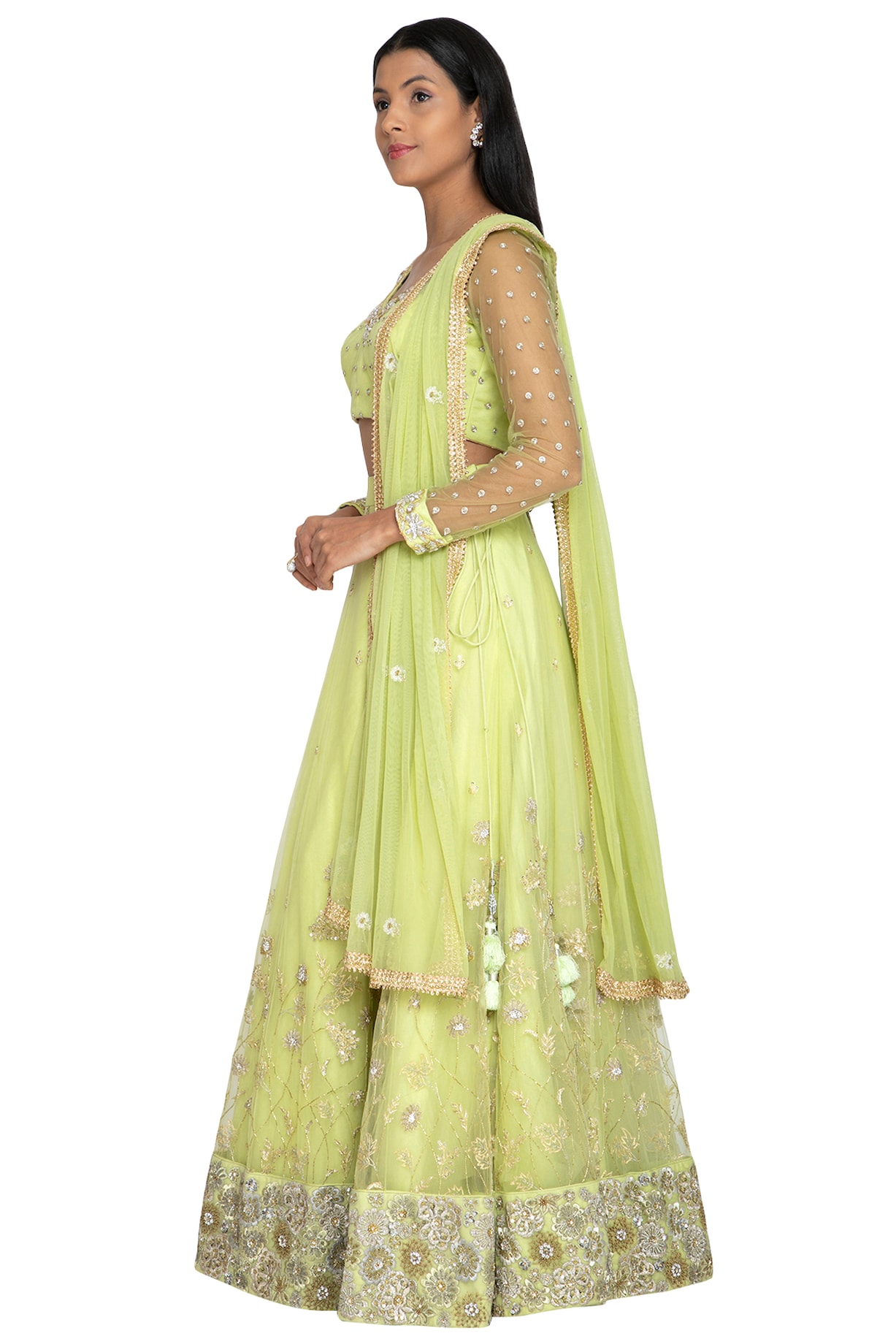 Lime Green Embroidered Lehenga Set by Architha Narayanam at Pernia's ...