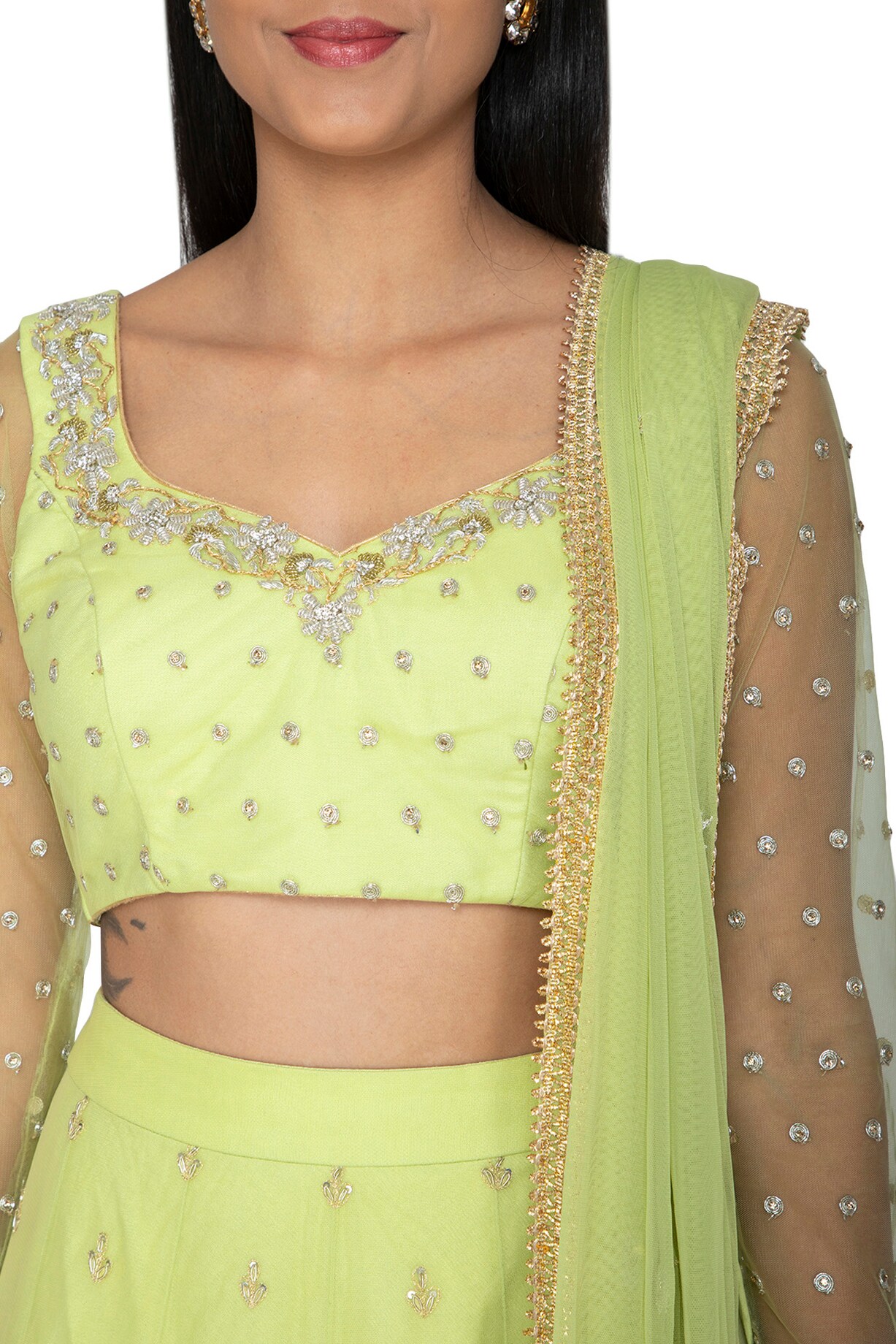 Lime Green Embroidered Lehenga Set by Architha Narayanam at Pernia's ...