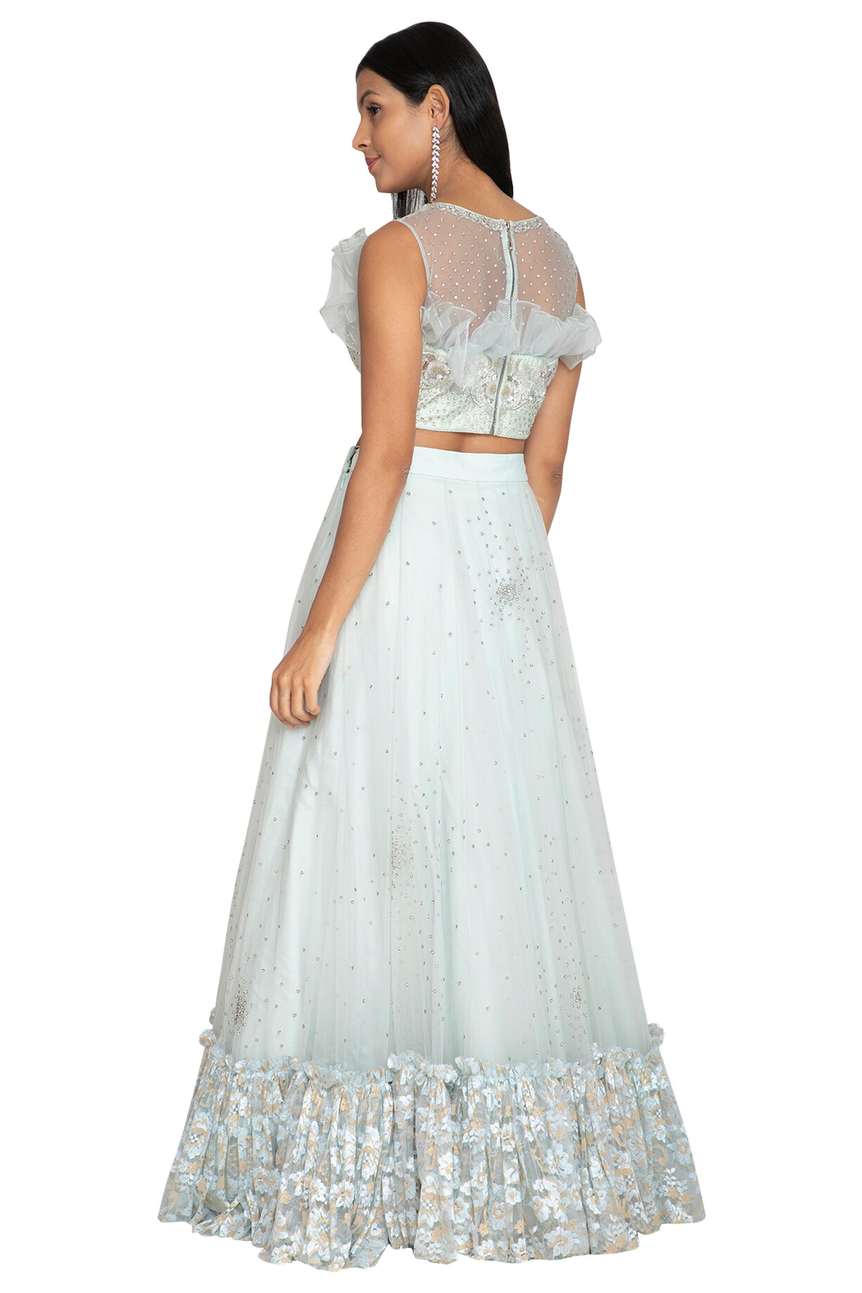 Ice Blue Embroidered Lehenga Set Design by Architha Narayanam at Pernia ...