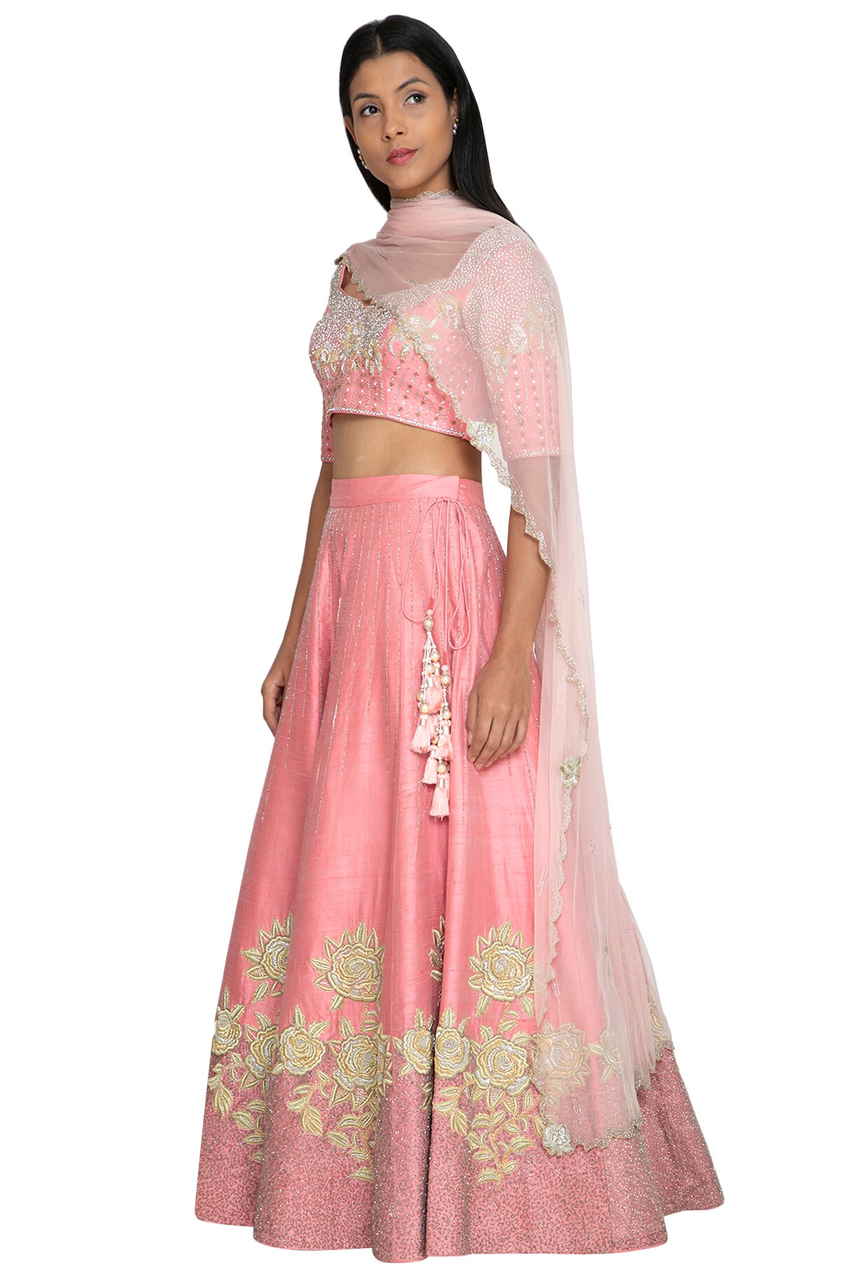 Peach Embroidered Lehenga Set by Architha Narayanam at Pernia's Pop Up ...