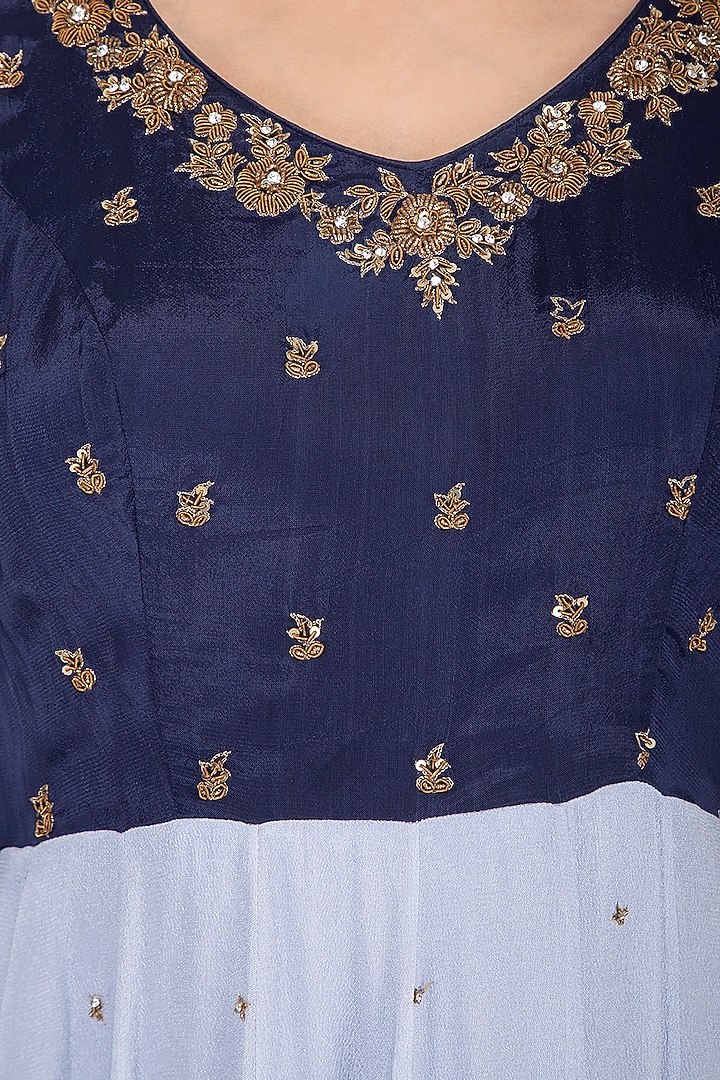 Blue embroidered gown by Architha Narayanam at Pernia's Pop Up Shop 2024