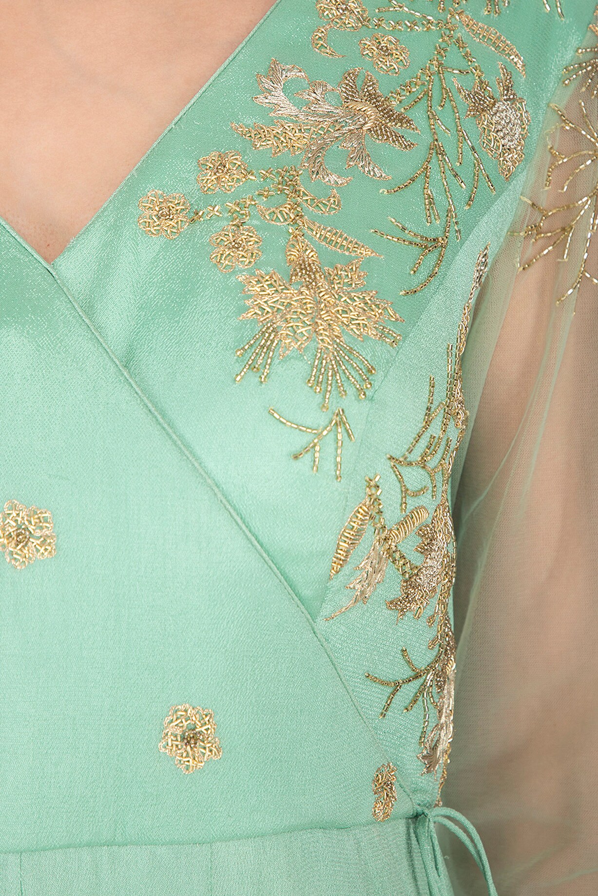 Sage green embroidered anarkali gown with dupatta Design by Architha ...