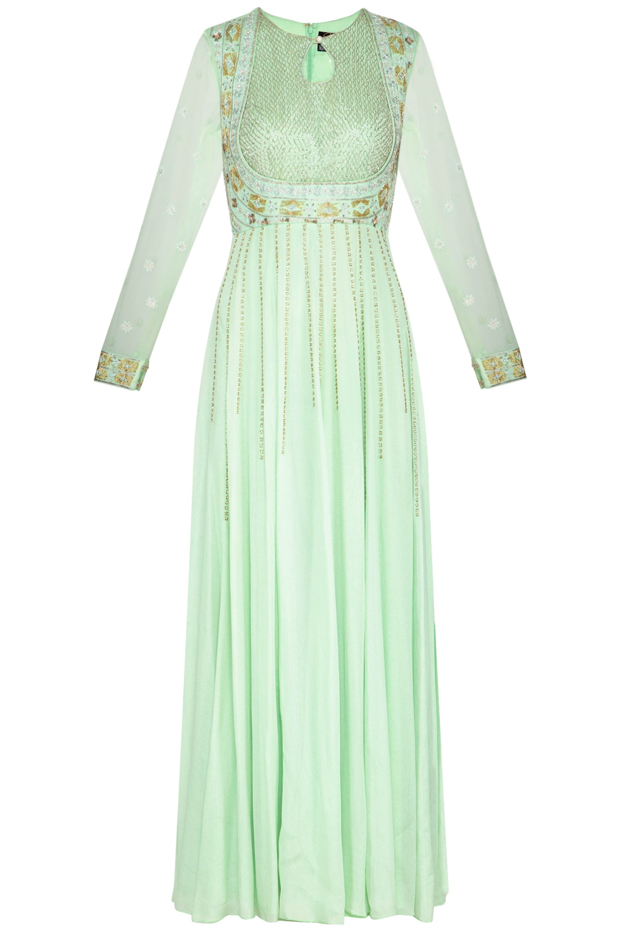 Mint green embroidered anarkali gown Design by Architha Narayanam at ...