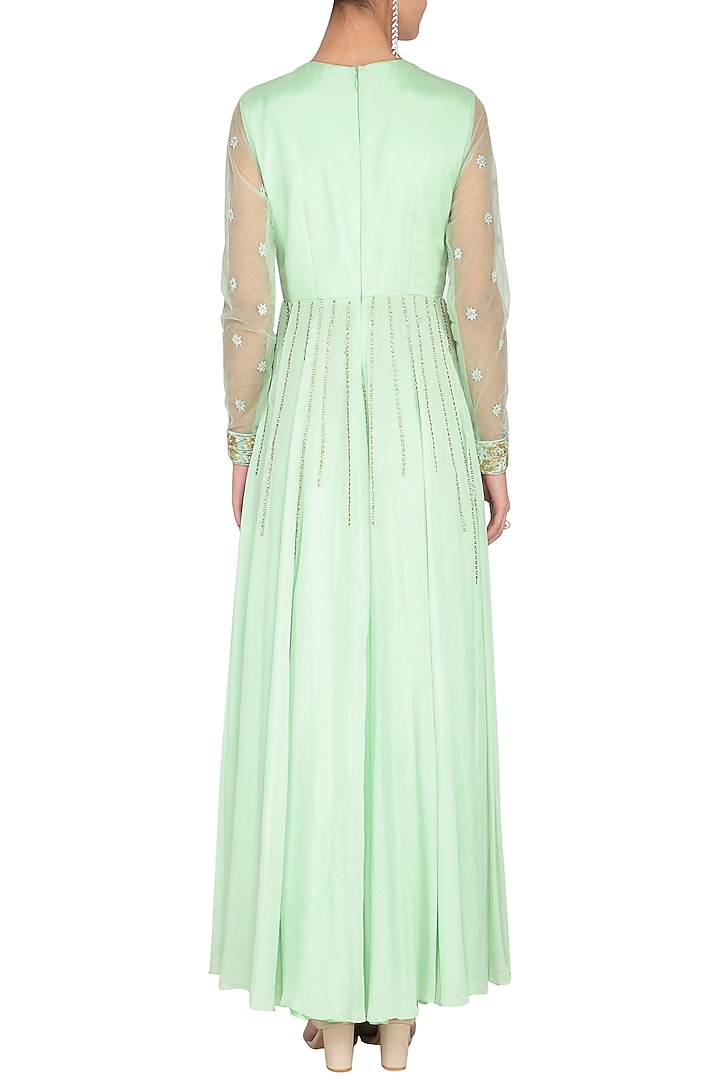 Mint green embroidered anarkali gown Design by Architha Narayanam at ...