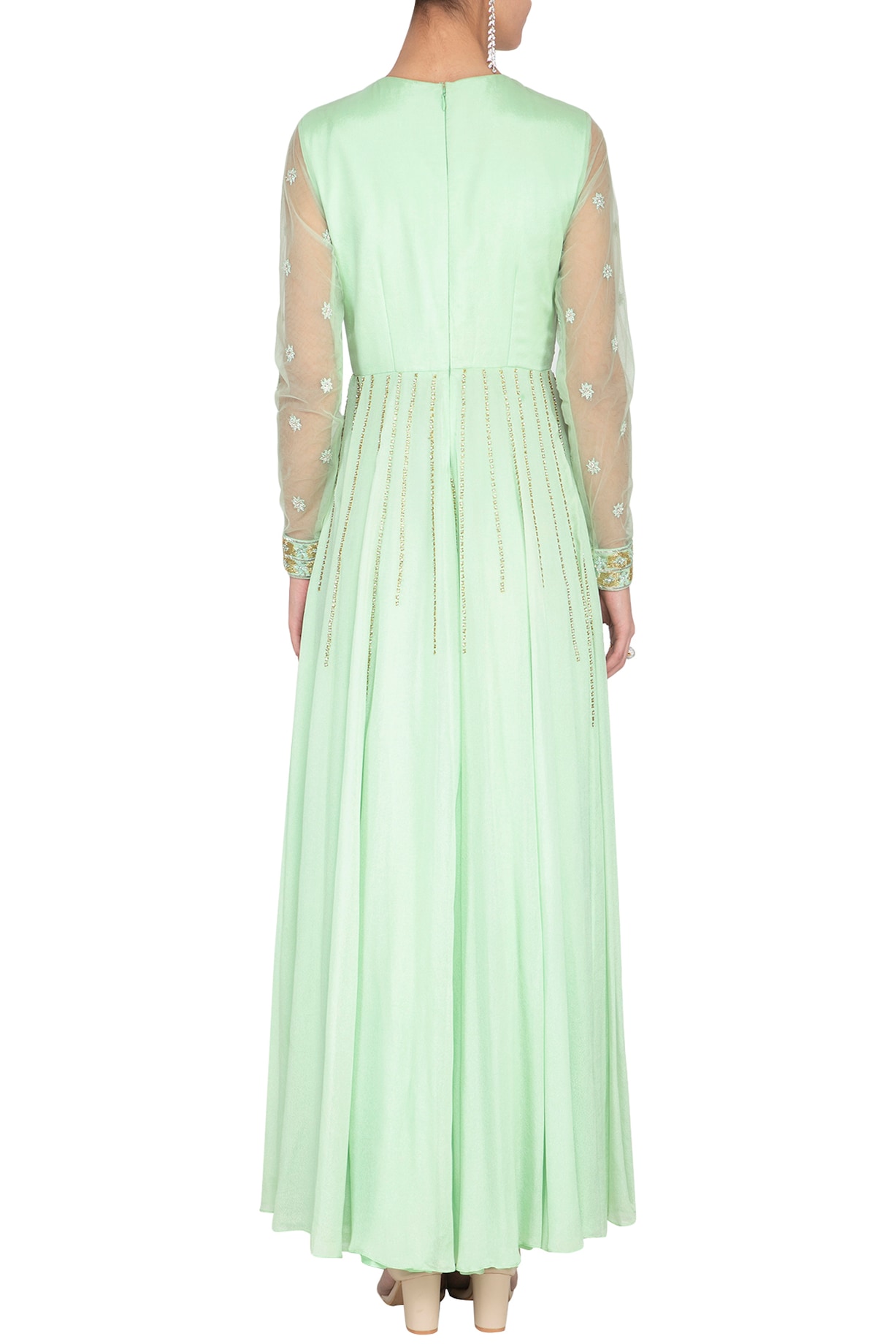 Mint green embroidered anarkali gown Design by Architha Narayanam at ...