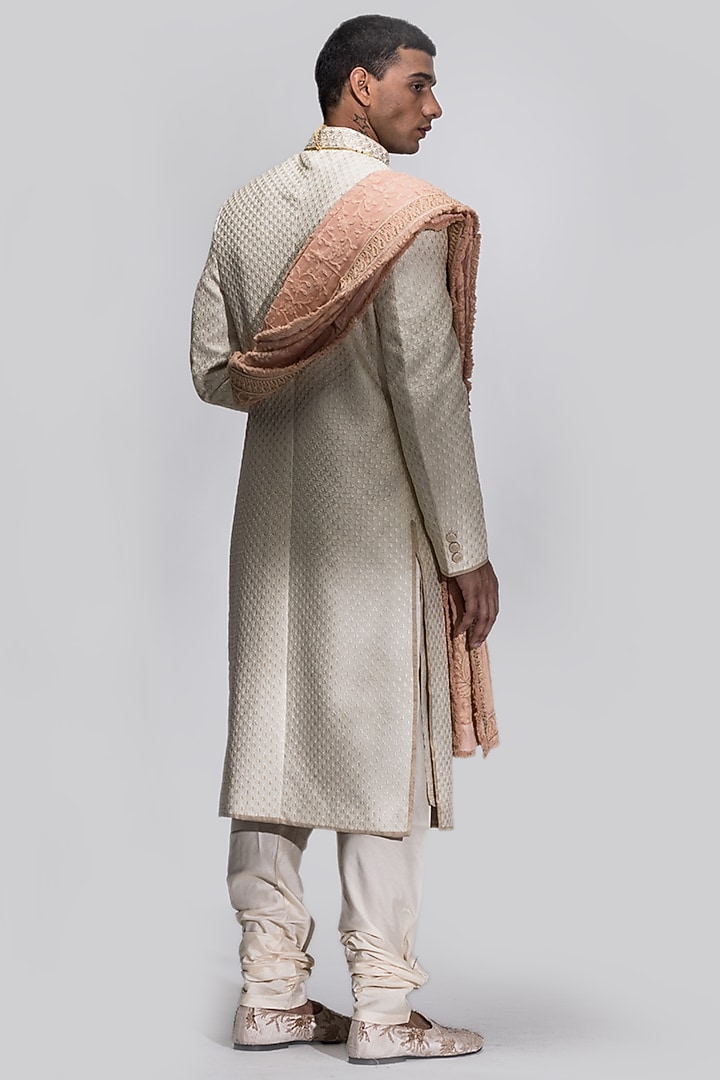Off-White Chikankari Embroidered Wedding Sherwani Set by ASUKA at ...
