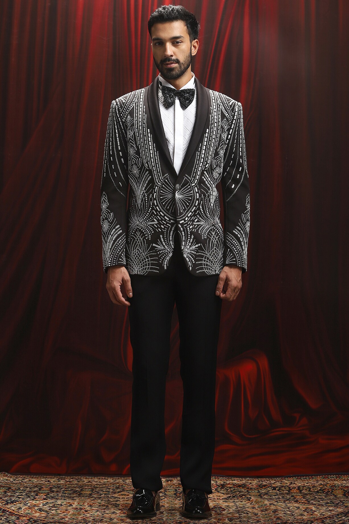 Black Velvet Thread Kantha Work Tuxedo Set by ASUKA at Pernia's Pop Up ...
