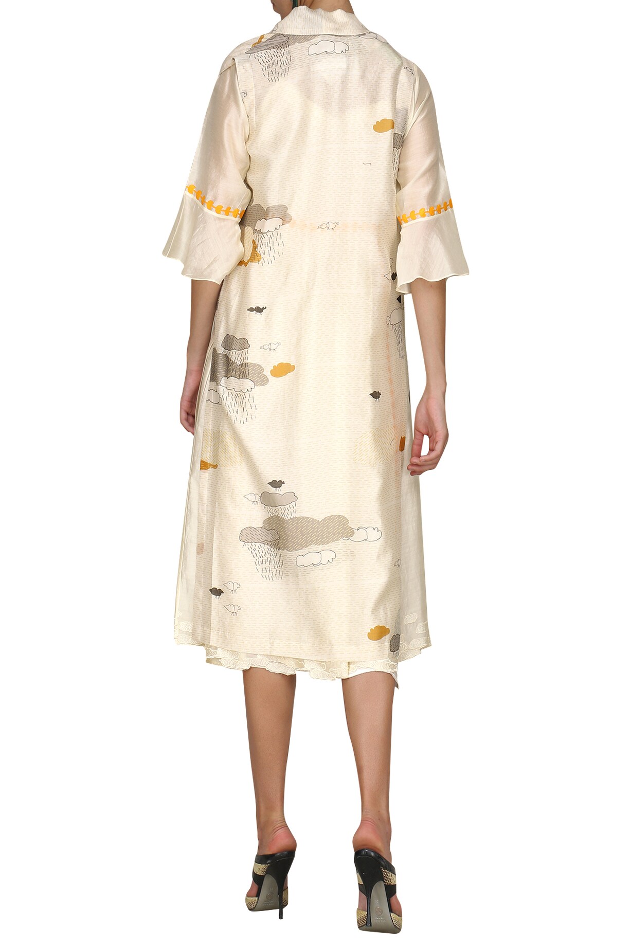 Off white digital printed jacket with tunic available only at Pernia's ...