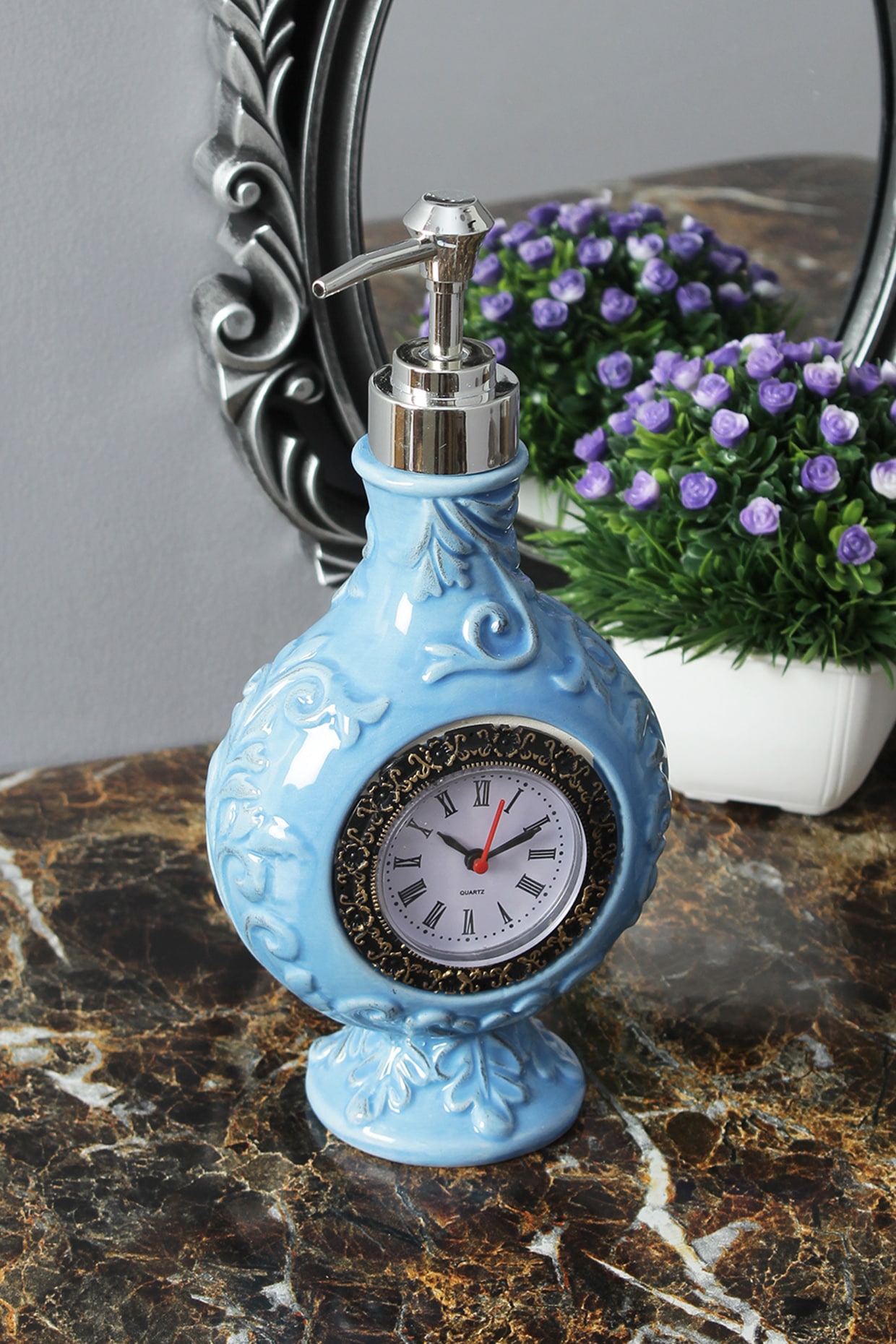 Blue Ceramic Vintage Clock Soap Dispenser by A Vintage Affair at Pernia ...