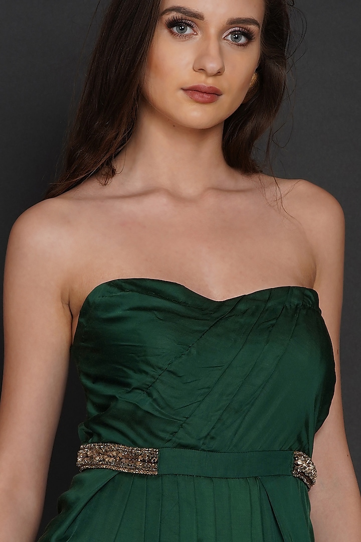 Emerald Green Embellished Dress By Angry Owl At Pernia S Pop Up Shop 2025