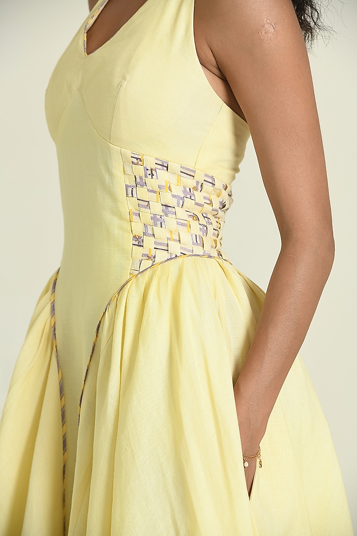 Yellow Cotton Linen Midi Summer Dress by Baise Gaba at Pernia's Pop Up Shop 2025