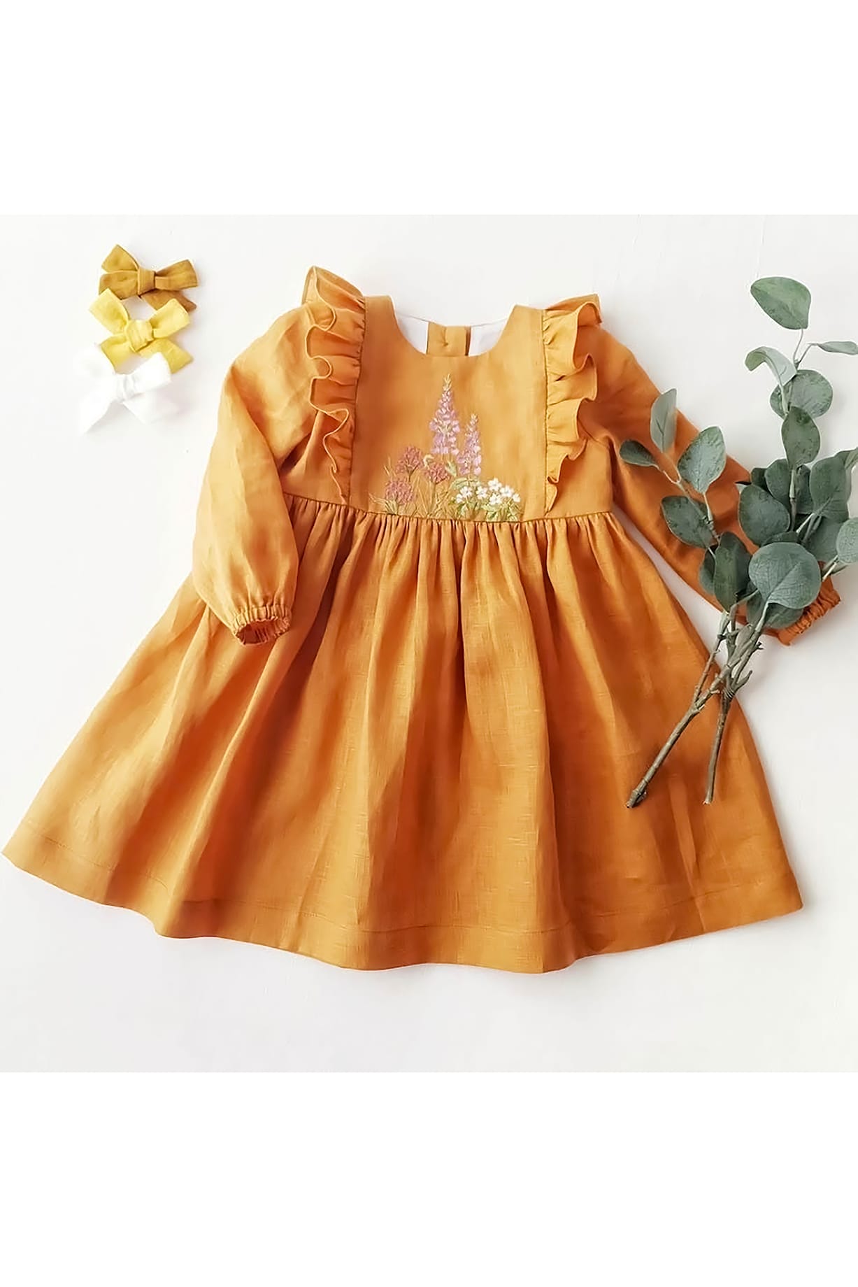 Pastel Rust Embroidered Dress For Girls by Bagichi at Pernia's Pop Up ...