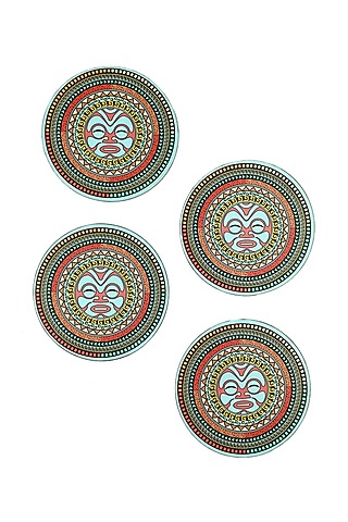 Multi-Colored Laminated MDF Maori Mandala Round Coaster (Set Of 4) by ...