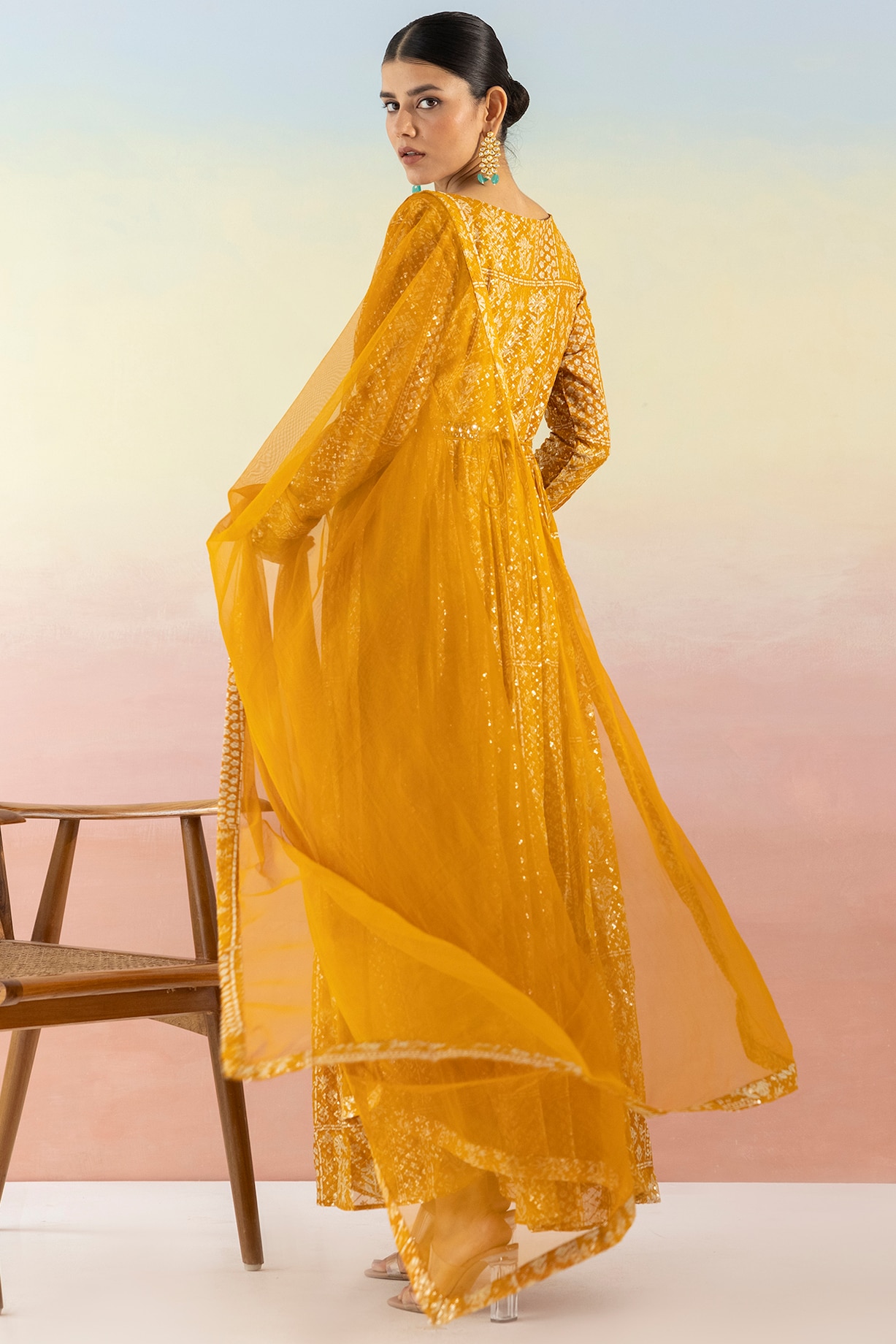 Mustard Yellow Embroidered Anarkali Set by Basanti - Kapde aur Koffee ...