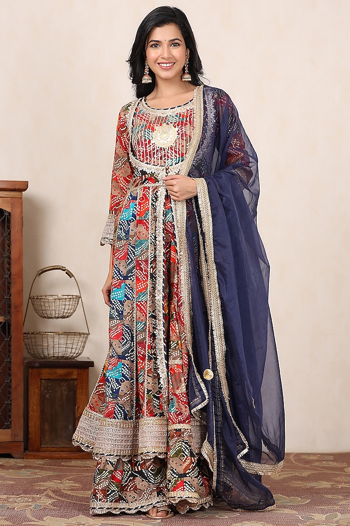Multi-Colored Rayon Printed Sharara Set by Bairaas at Pernia's Pop Up ...