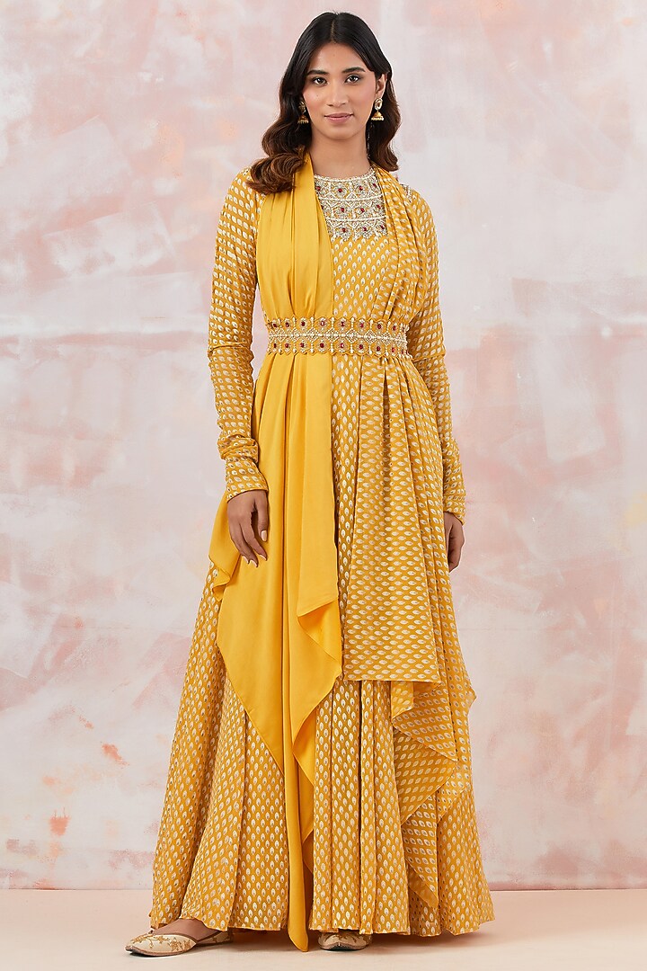 Yellow Georgette Embellished Anarkali Set by Basanti - Kapde aur Koffee ...