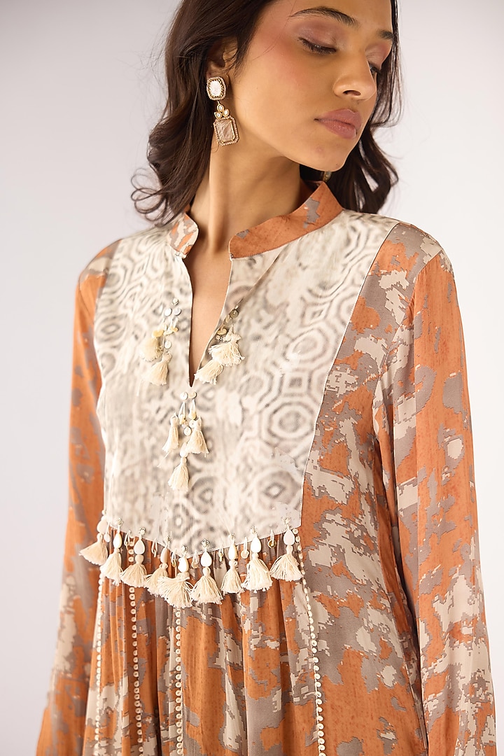 Orange Crepe Embroidered Kurta Set by Basanti - Kapde aur Koffee at ...