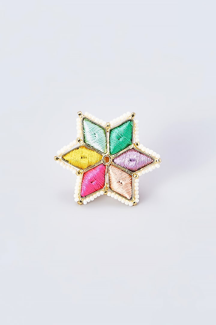 Gold Finish Silk Thread Embroidered Ring by Bauble Bazaar at Pernia's ...