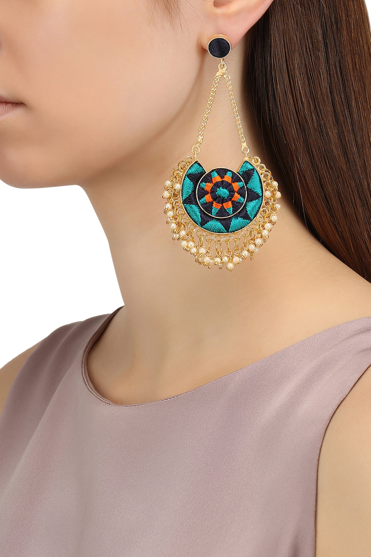 Matte finish round dangler earrings available only at Pernia's Pop Up ...