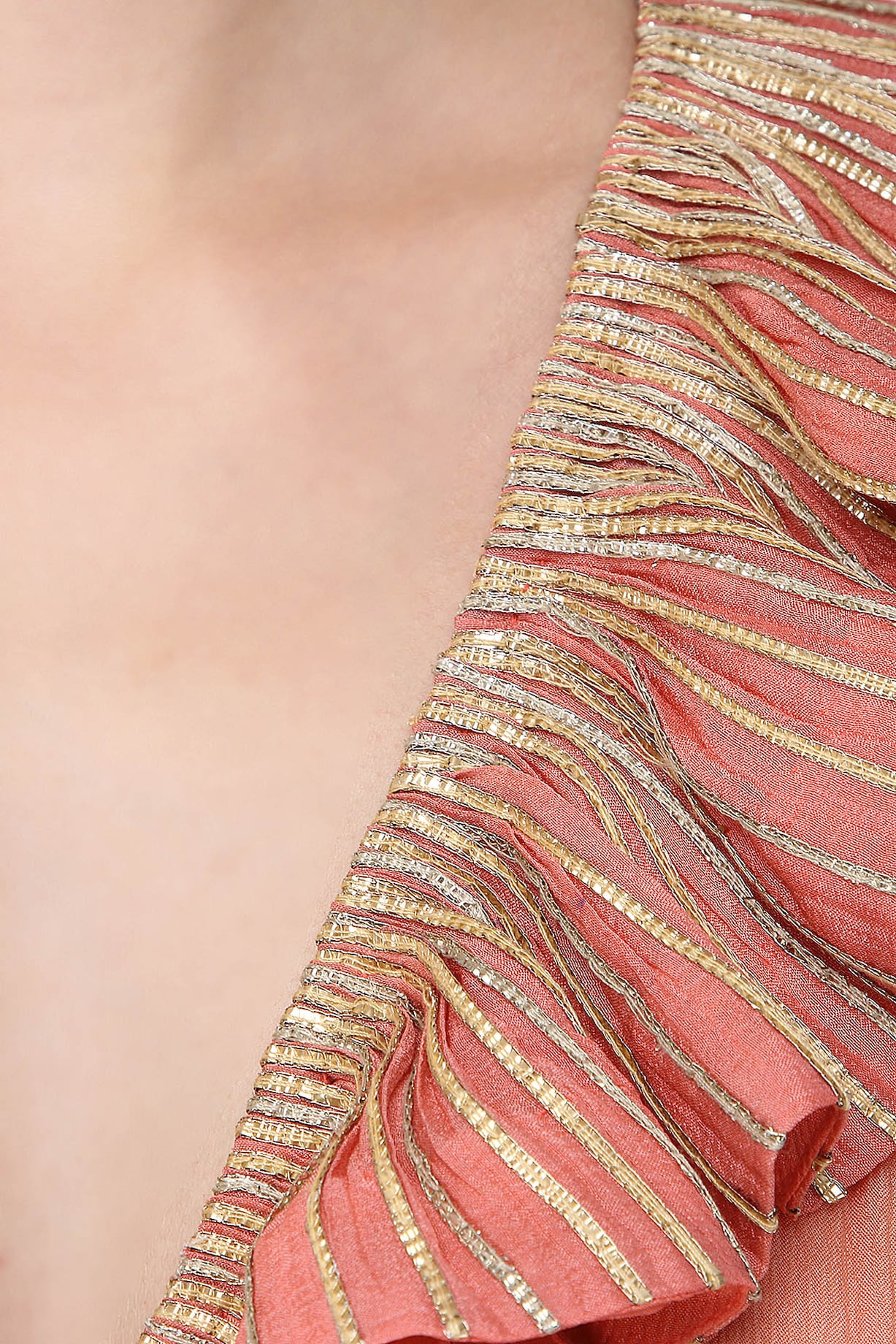 Peach ruffle embroidered tiered tunic available only at Pernia's Pop Up ...