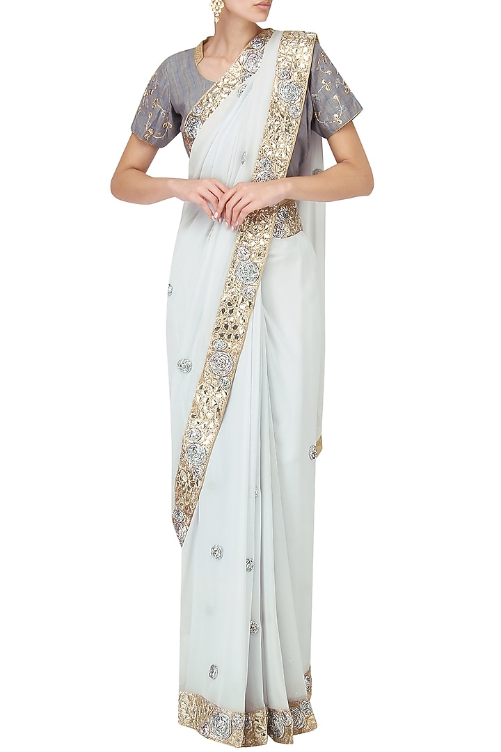 Powder blue gota patti work saree available only at Pernia's Pop Up ...