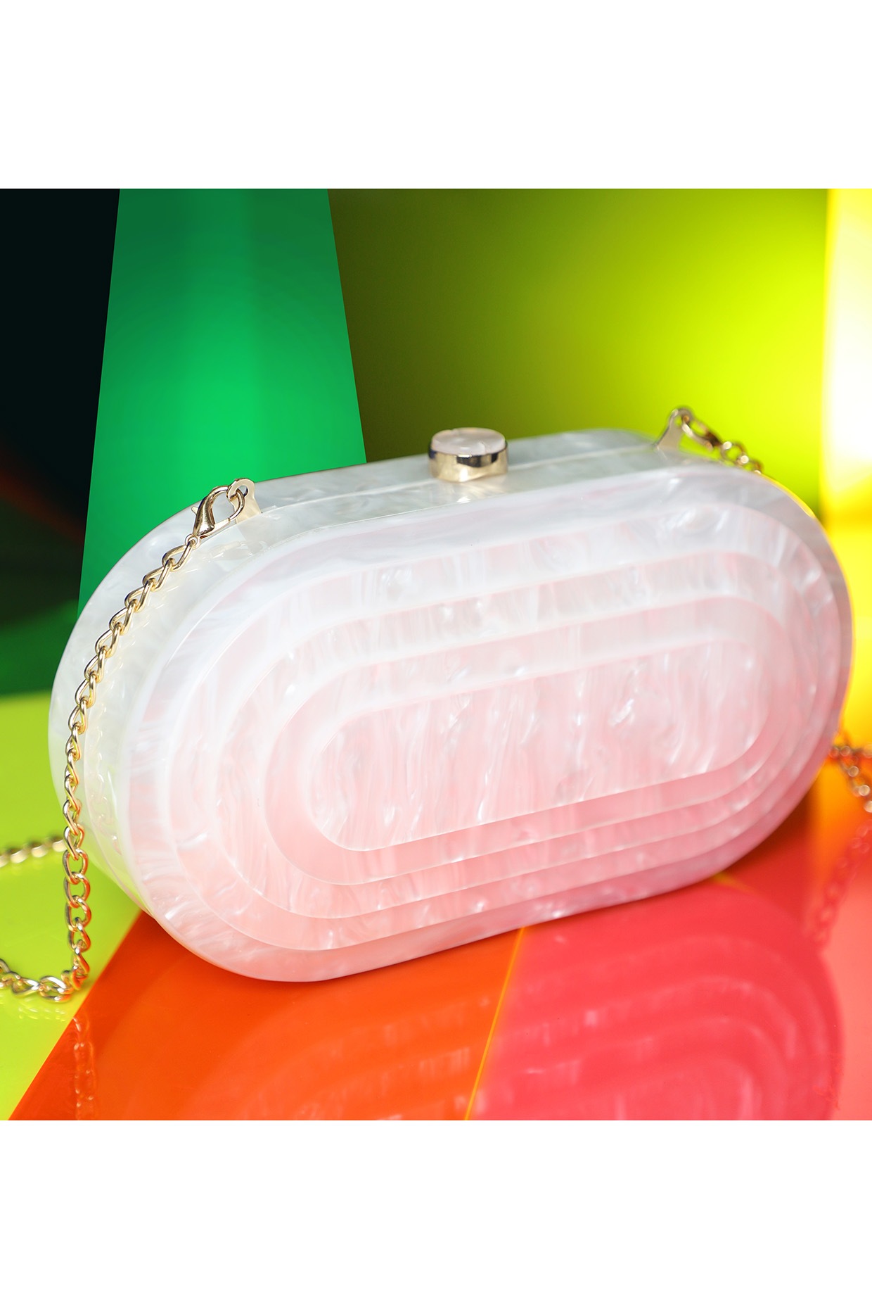 Ivory Resin 3D Marble Clutch by Be Chic at Pernia's Pop Up Shop 2025