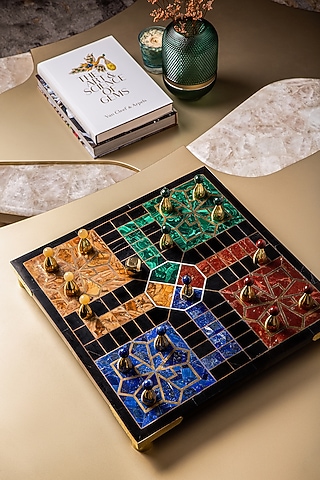 Multi-Colored Black Marble Royal Ludo Game by Bespoke Home Jewels at ...