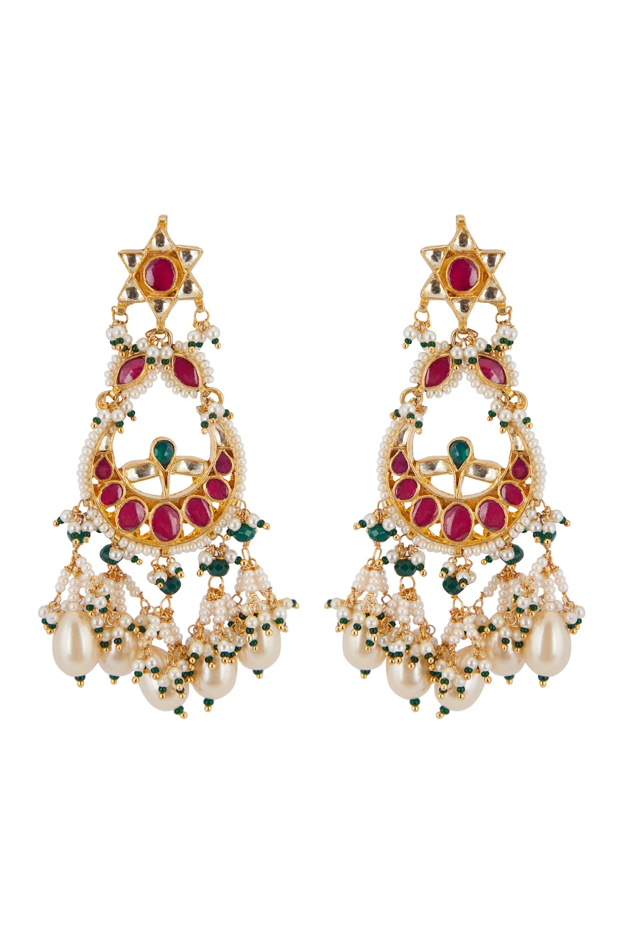 Gold Finish Ruby Chandbali Earrings by Belsi's Jewellery at Pernia's Pop Up Shop 2025