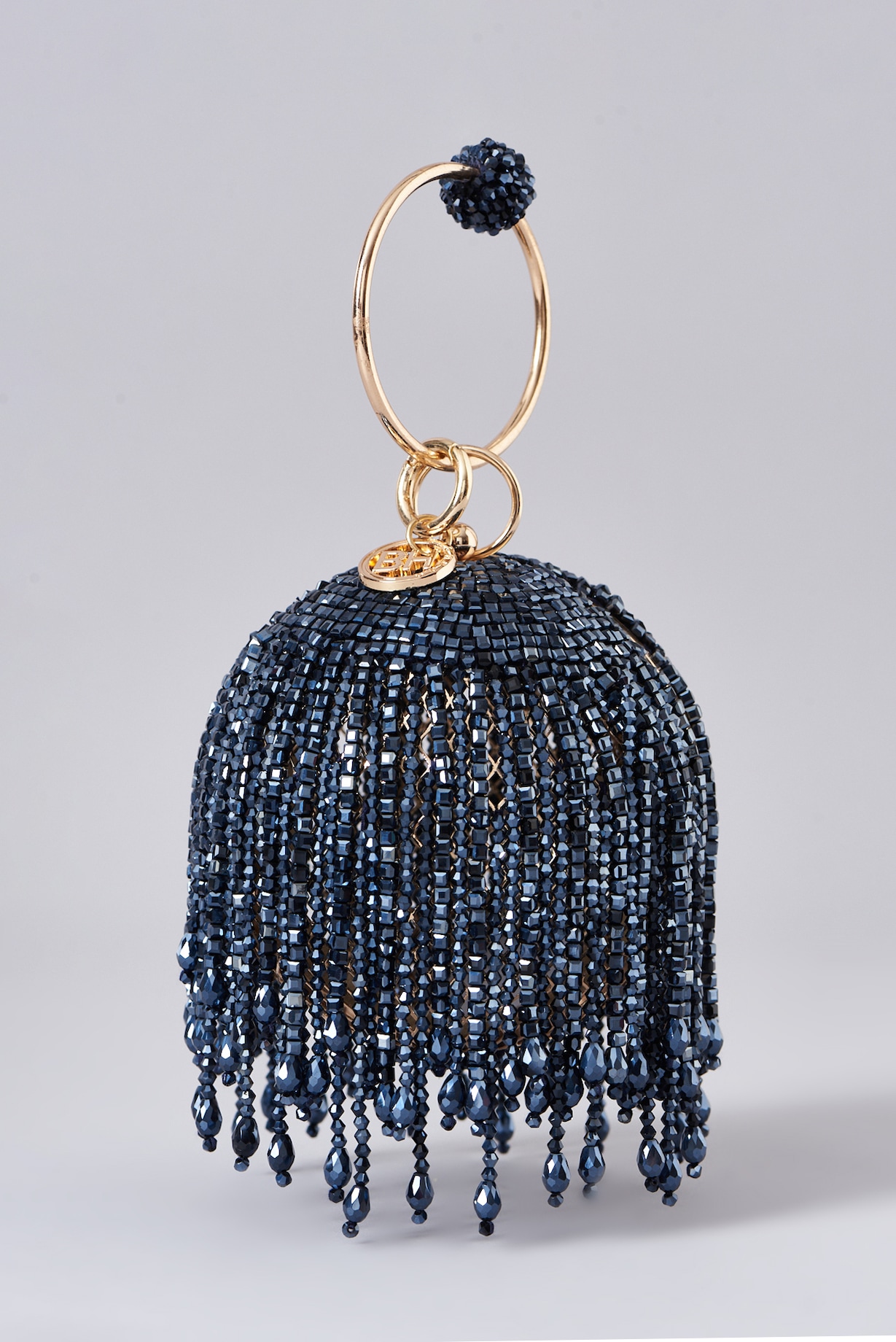 Navy Blue Crystal Round Bag Design by Bag Head at Pernia's Pop Up Shop 2024