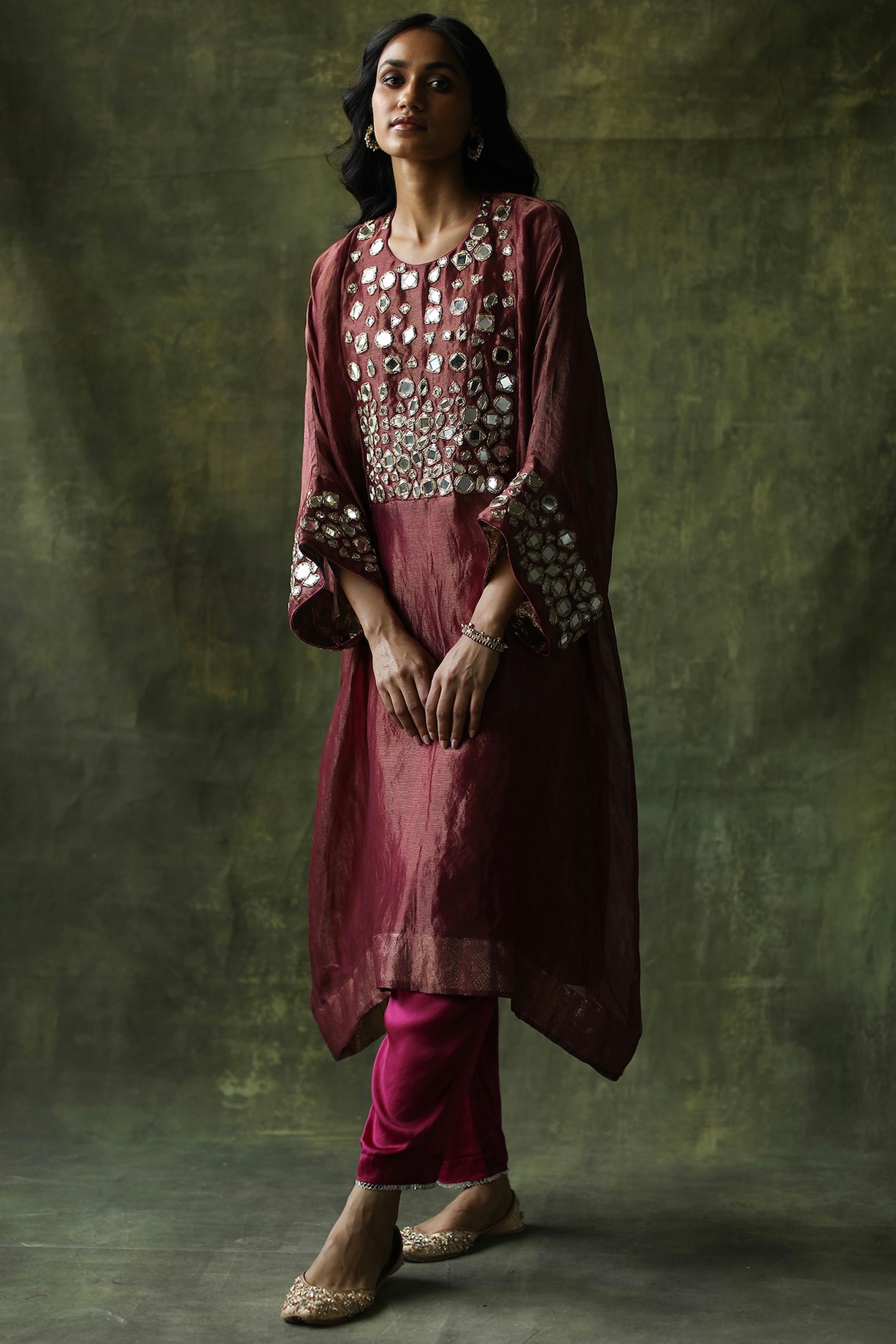 Ruby Red Embellished Kaftan Set by Begum Pret at Pernia's Pop Up Shop 2025