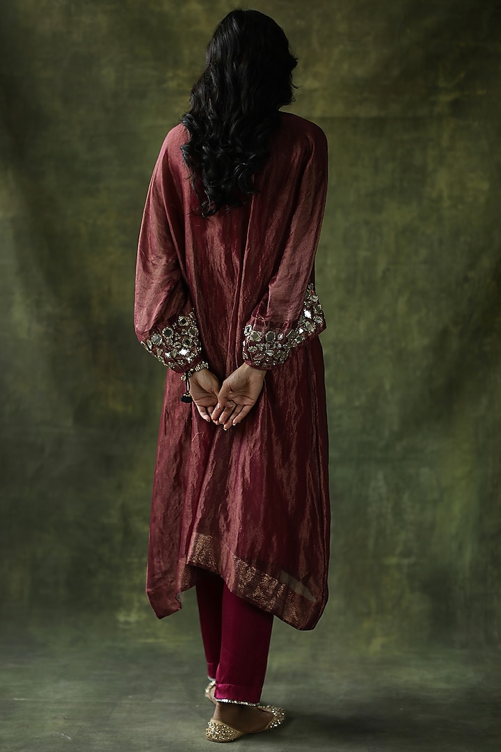 Ruby Red Embellished Kaftan Set by Begum Pret at Pernia's Pop Up Shop 2025